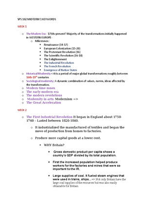 SPS 101 Keyword Study Sheet for Midterm I Fall 2020 - 1 Dear students ...
