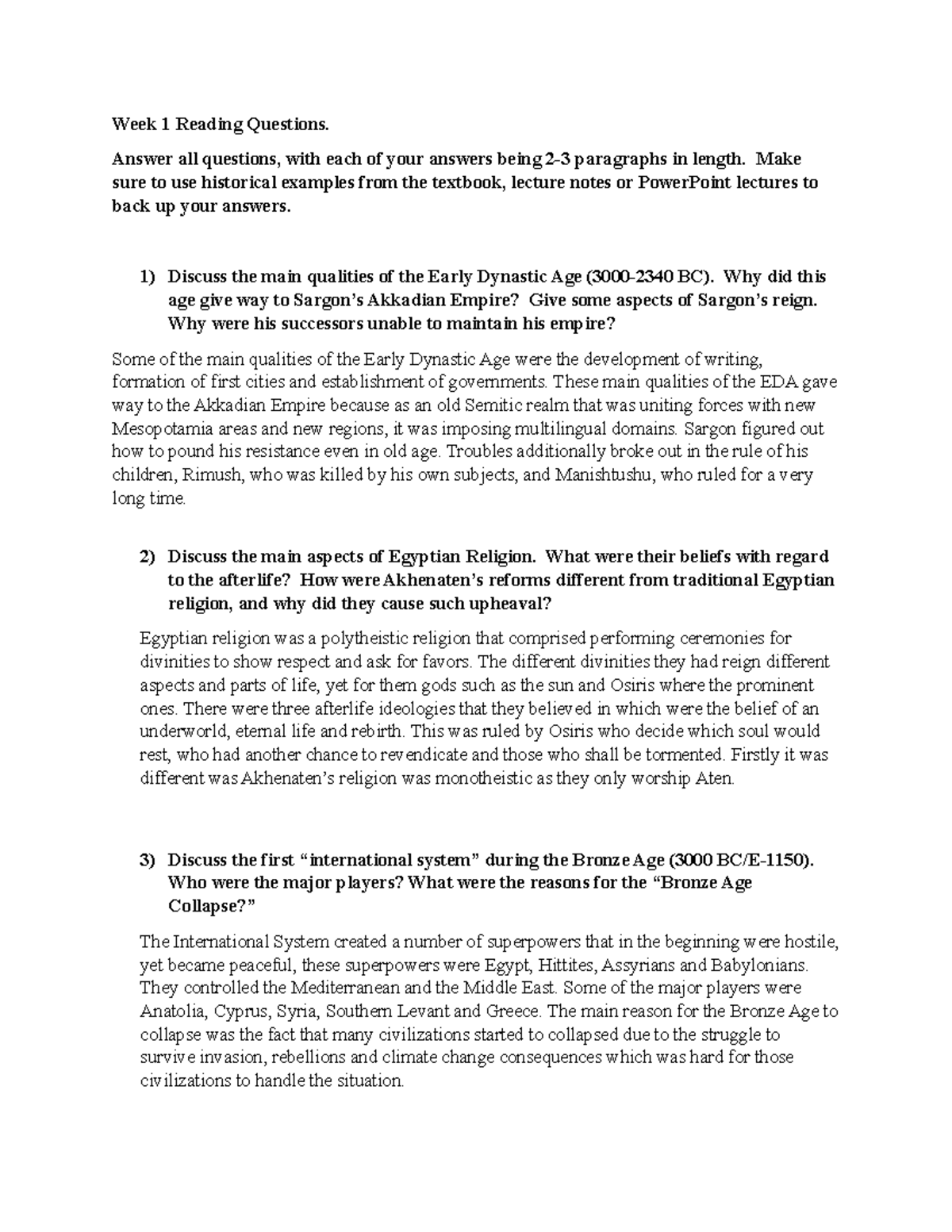 Week 1 Reading Questions - Week 1 Reading Questions. Answer all ...