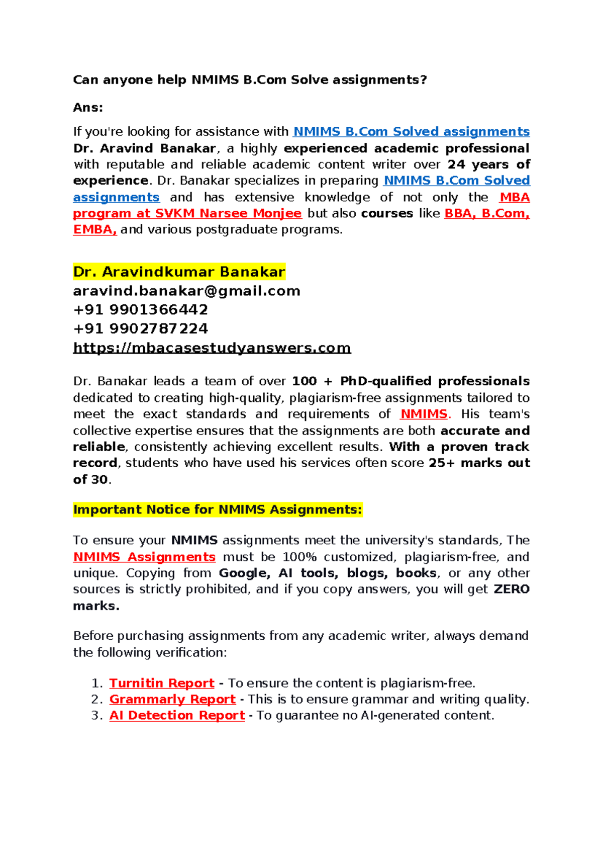 Can anyone help Nmims B.Com Solve assignments - Can anyone help NMIMS B Solve assignments? Ans ...