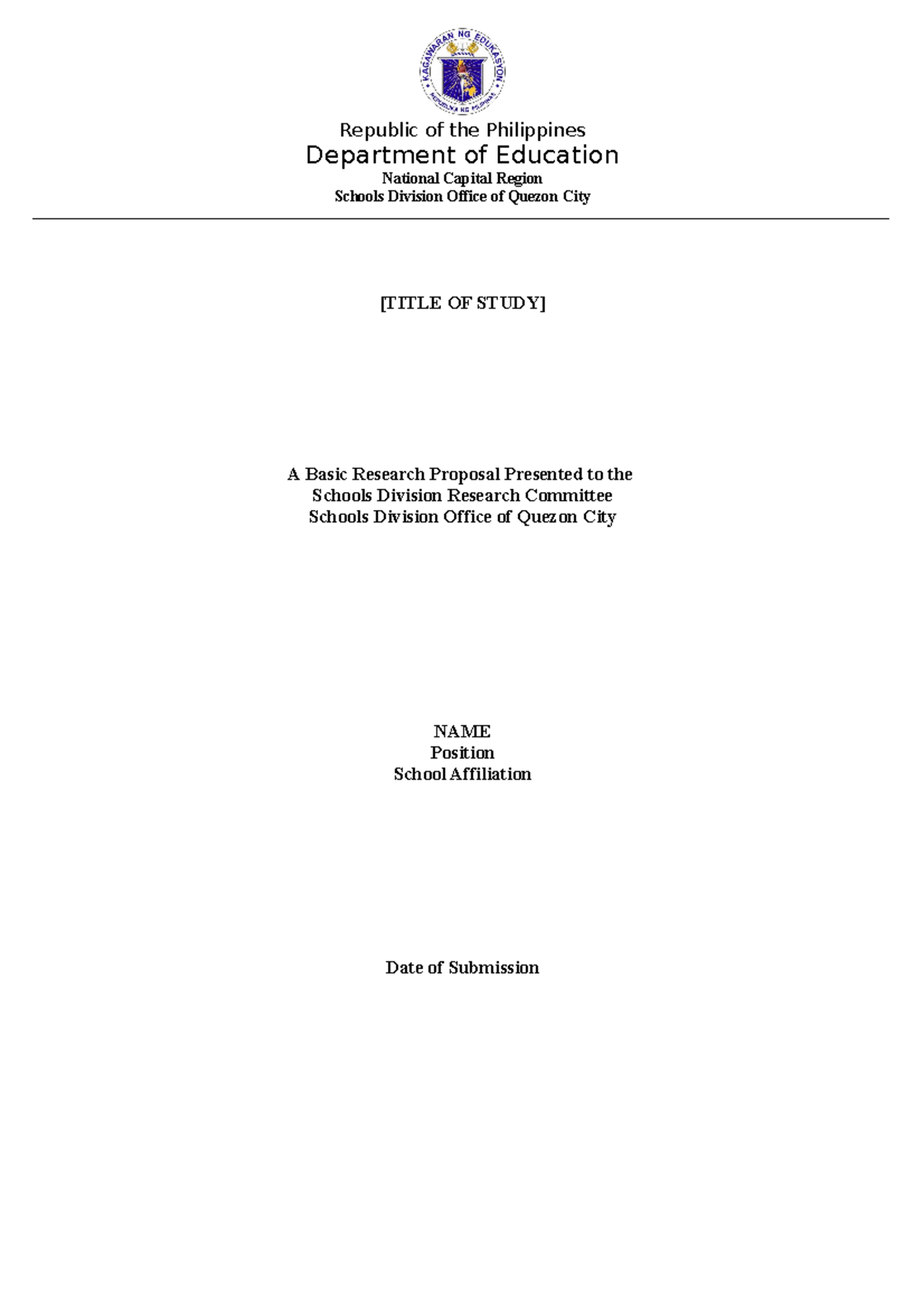 Basic Research Proposal Template - Department of Education National ...