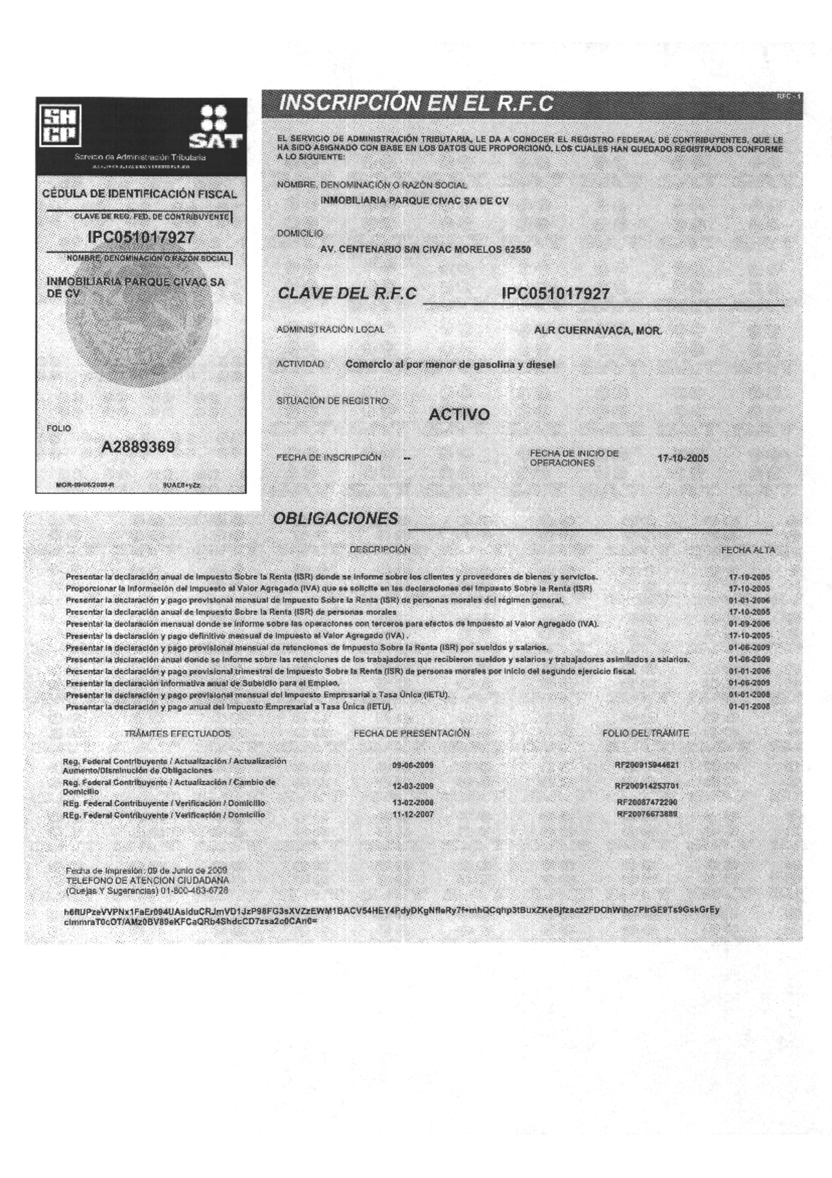 RFC Gasolinera Civac - INSCRIPCIÓN EN EL R.F RFC SH : SAT EL SERVICIO ...