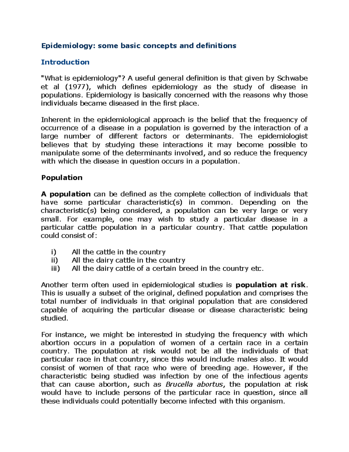 Epidemiology basic concepts lecture 3 - Epidemiology: some basic ...