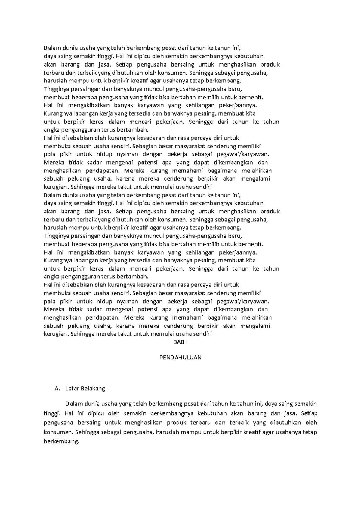 Bab 1 pendahuluan - contoh laporan - Dalam dunia usaha yang telah ...