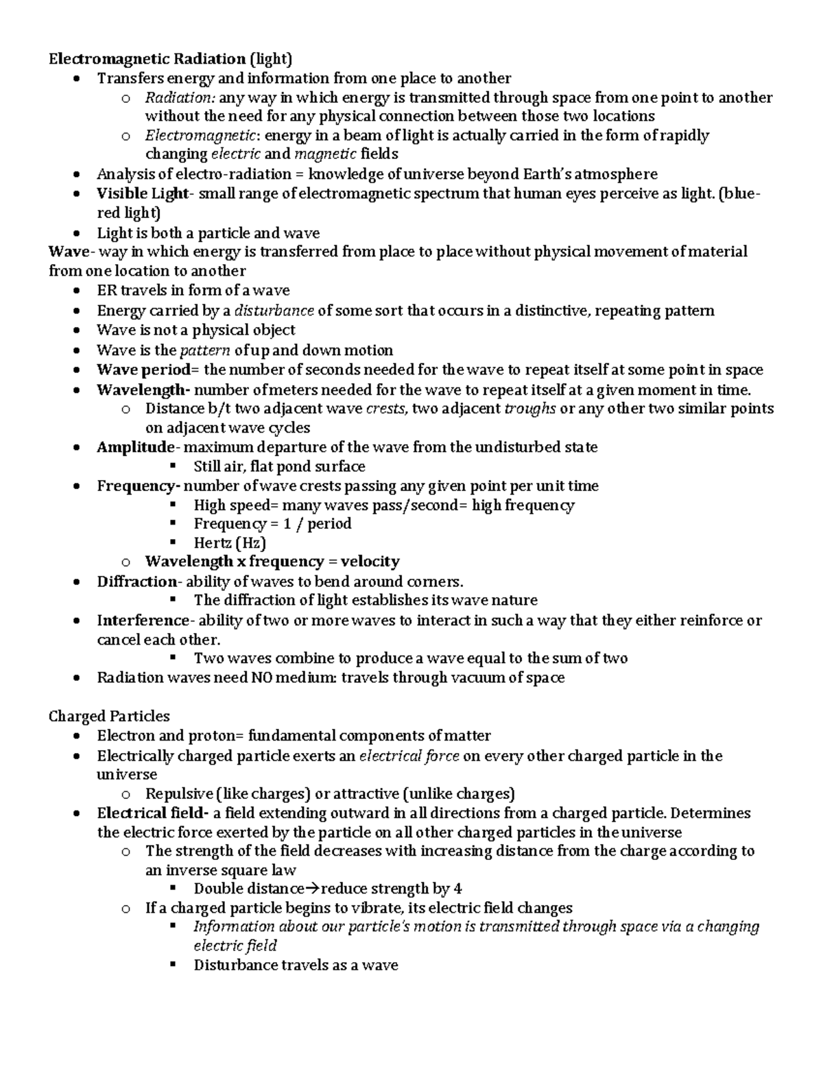 Lecture notes and summary Introduction To Astronomy: Chapters 2 til 5 ...