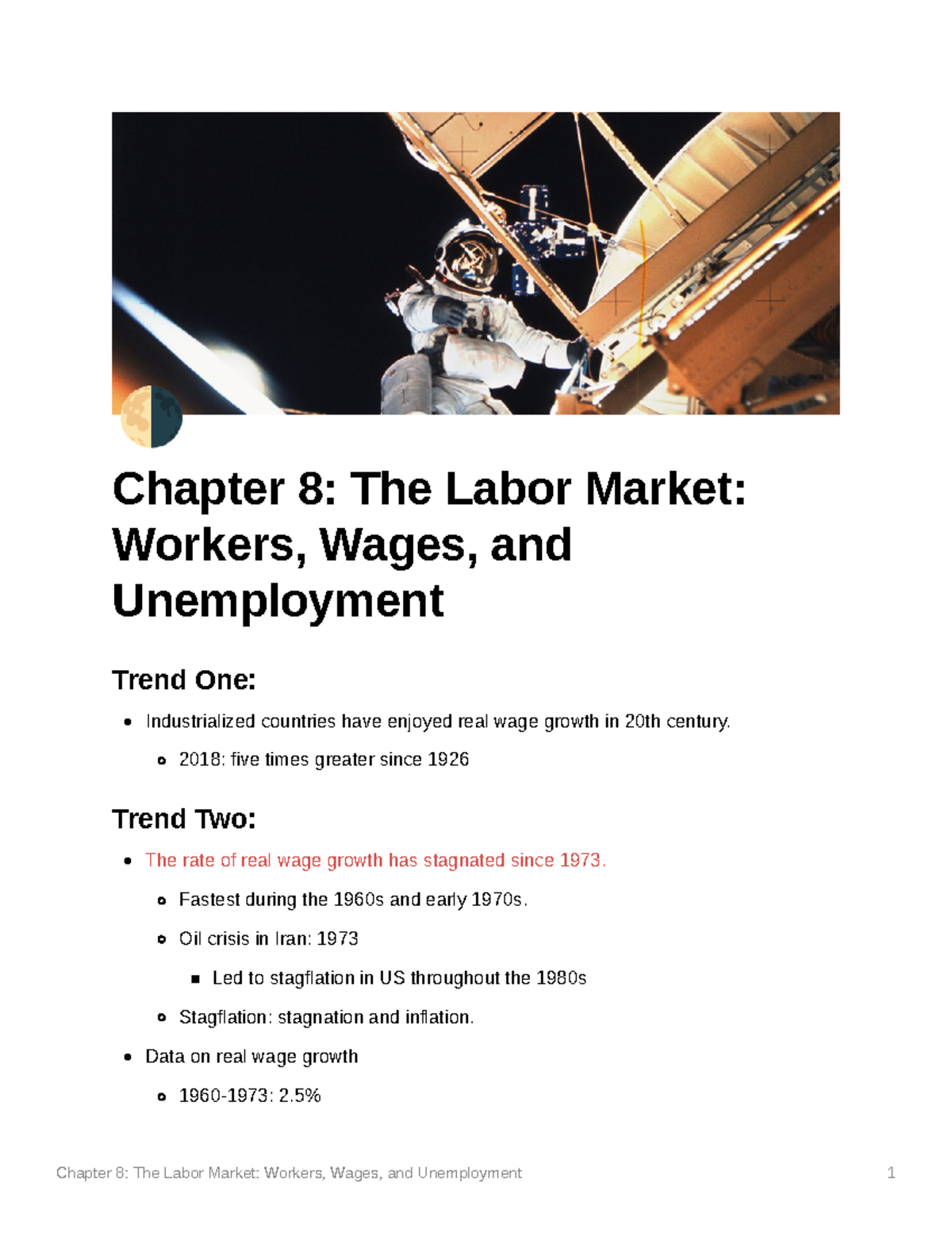 Chapter 8 - The Labor Market, Workers Wages and Unemployment - Chapter ...