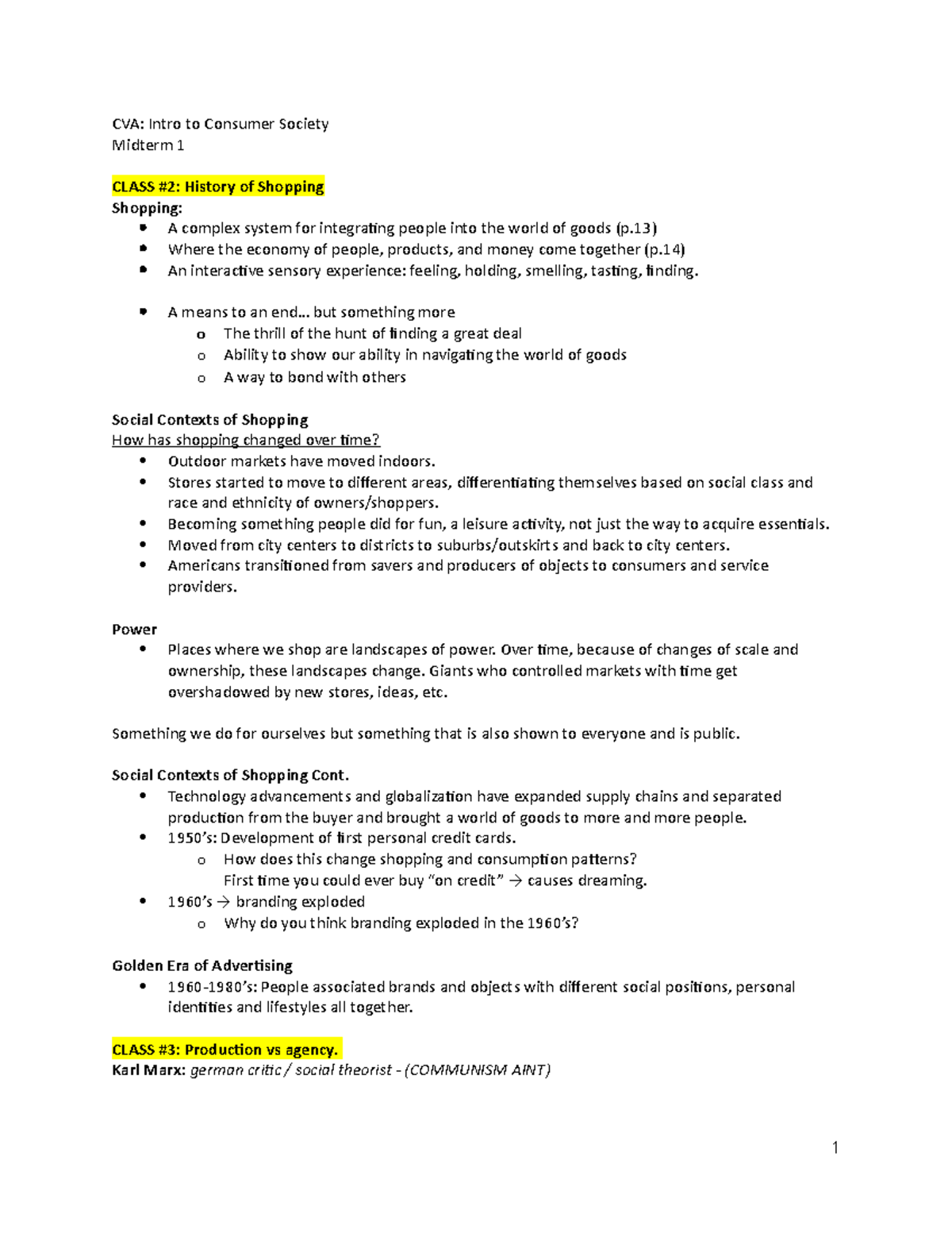 Consumer Society Notes - CVA: Intro to Consumer Society Midterm 1 CLASS ...