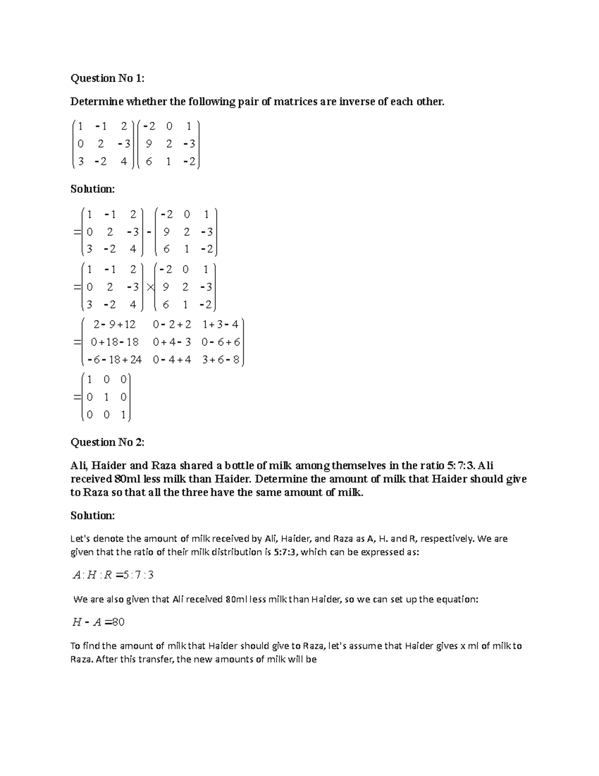 Maha - study notes - Question No 1: Determine whether the following ...