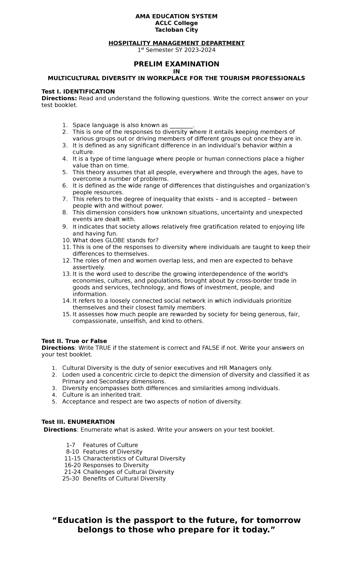 Prelims in Mdwtp - Exam - AMA EDUCATION SYSTEM ACLC College Tacloban ...