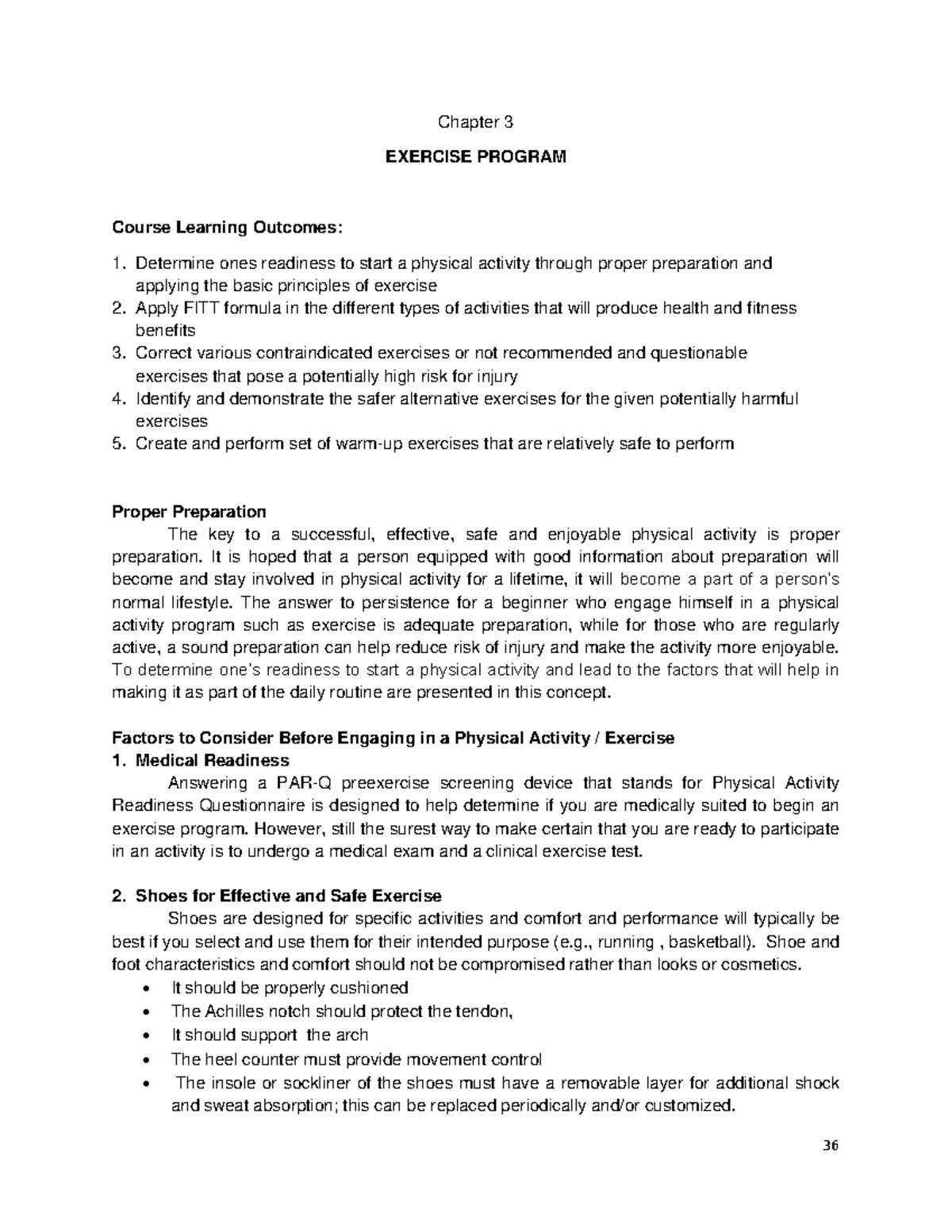 Chapter 3 - Basta - Chapter 3 EXERCISE PROGRAM Course Learning Outcomes ...