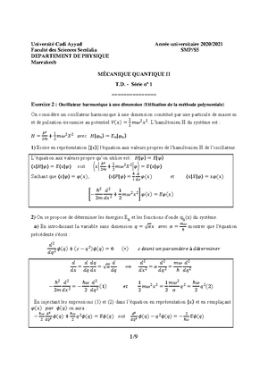 Exercices de mécanique quantique 1 - M. ABD-LEFDIL Y. HASSOUNI 1 ...