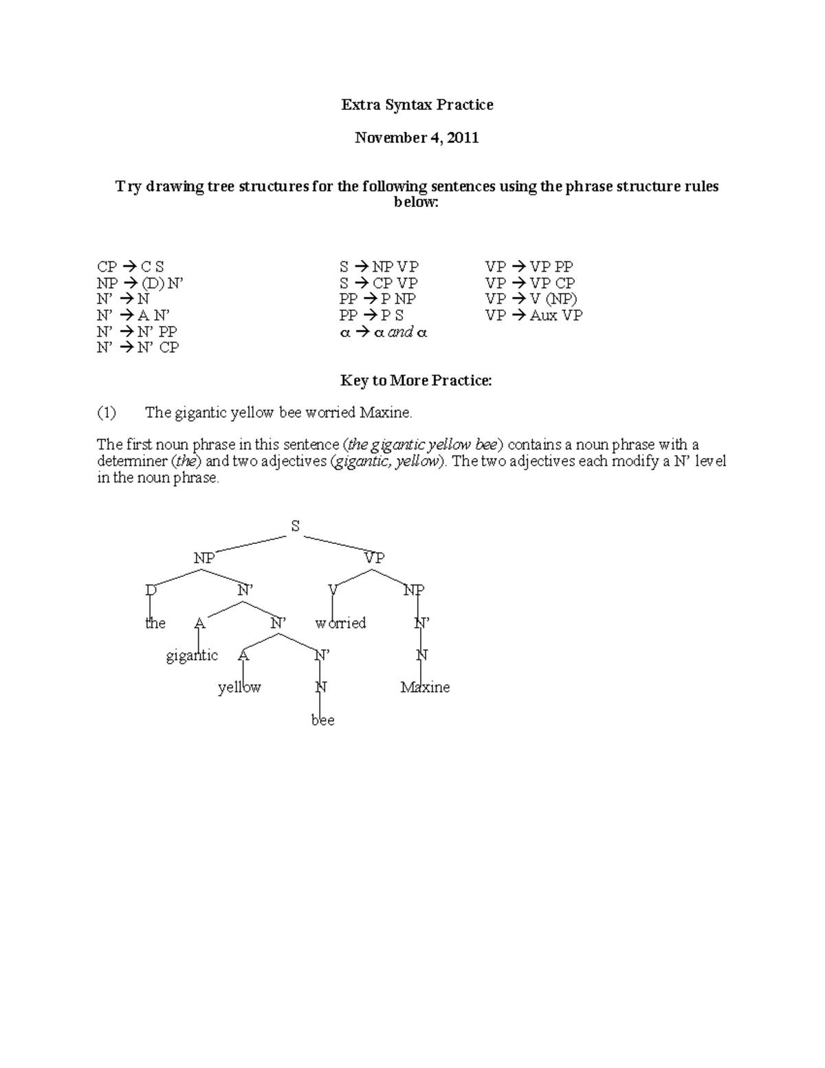 201Fall Extra Syntax Practice AK1 - Extra Syntax Practice November 4 ...