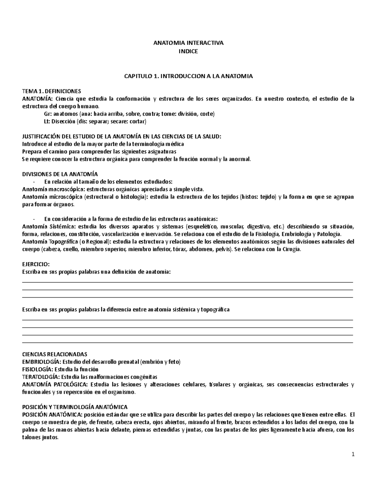 Anatomia Interactiva Unidad 1 anatomía general - ANATOMIA INTERACTIVA ...