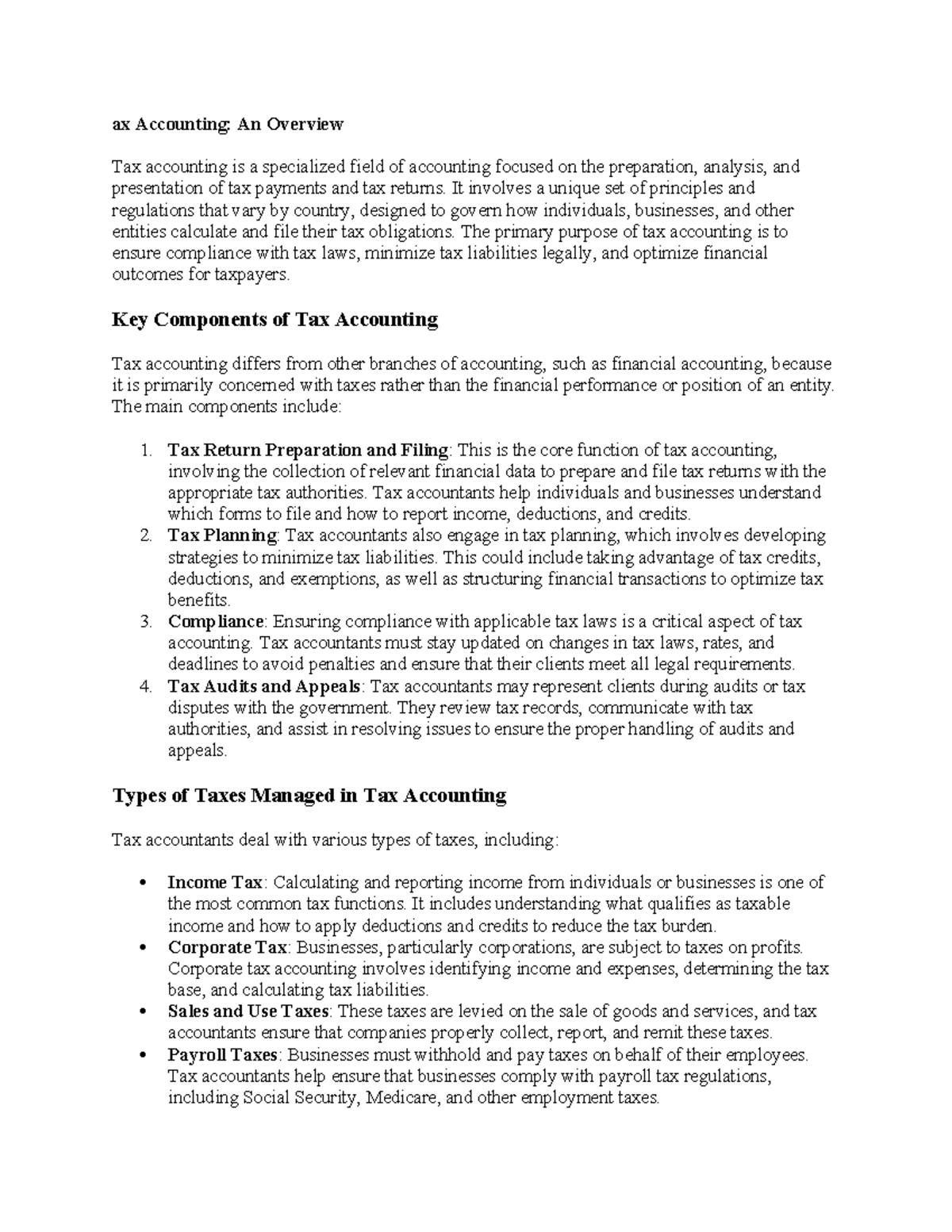 introduction to tax accounting - ax Accounting: An Overview Tax ...