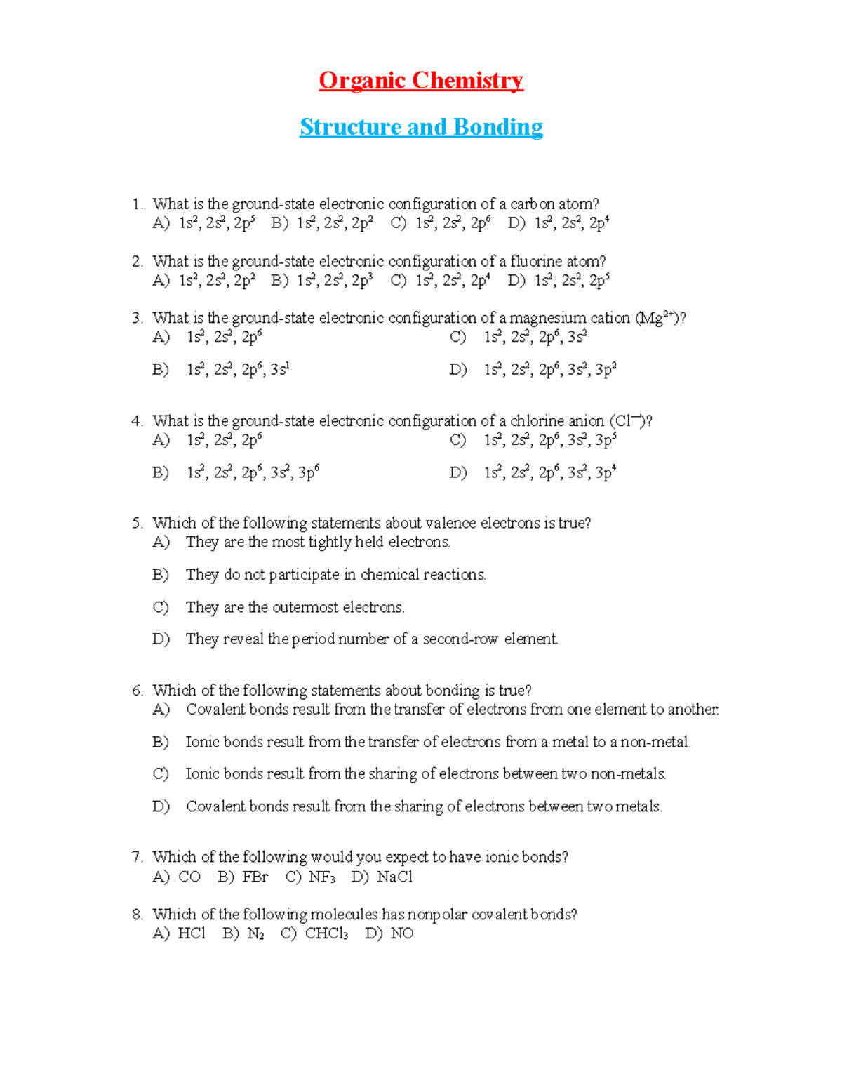 Organic Chemistry Structure and Bonding - Organic Chemistry Structure ...