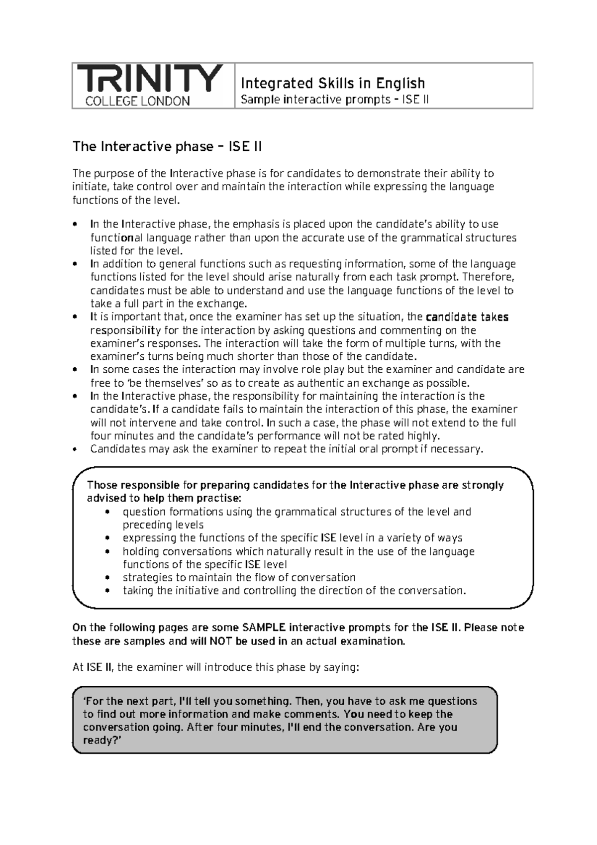 ISE II Sample interactive prompts 1 - Integrated Skills in English ...