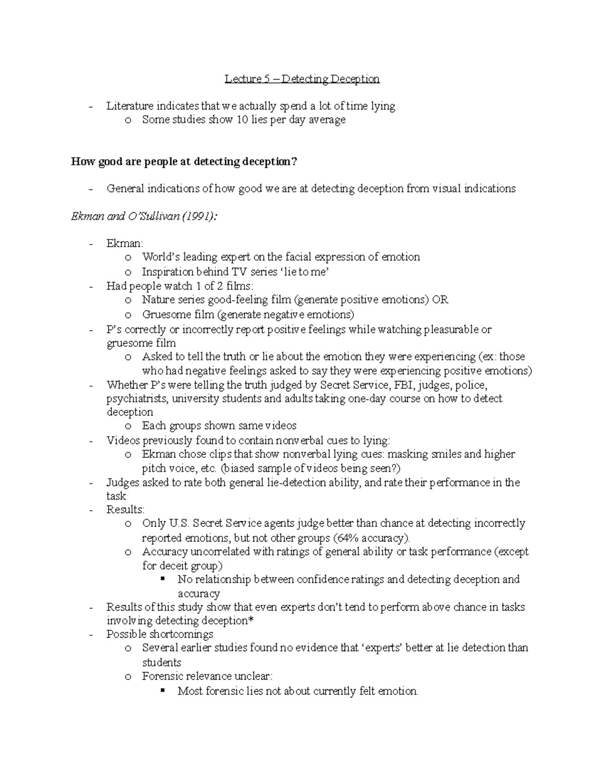 Lecture 5 – Detecting Deception - Lecture 5 – Detecting Deception ...