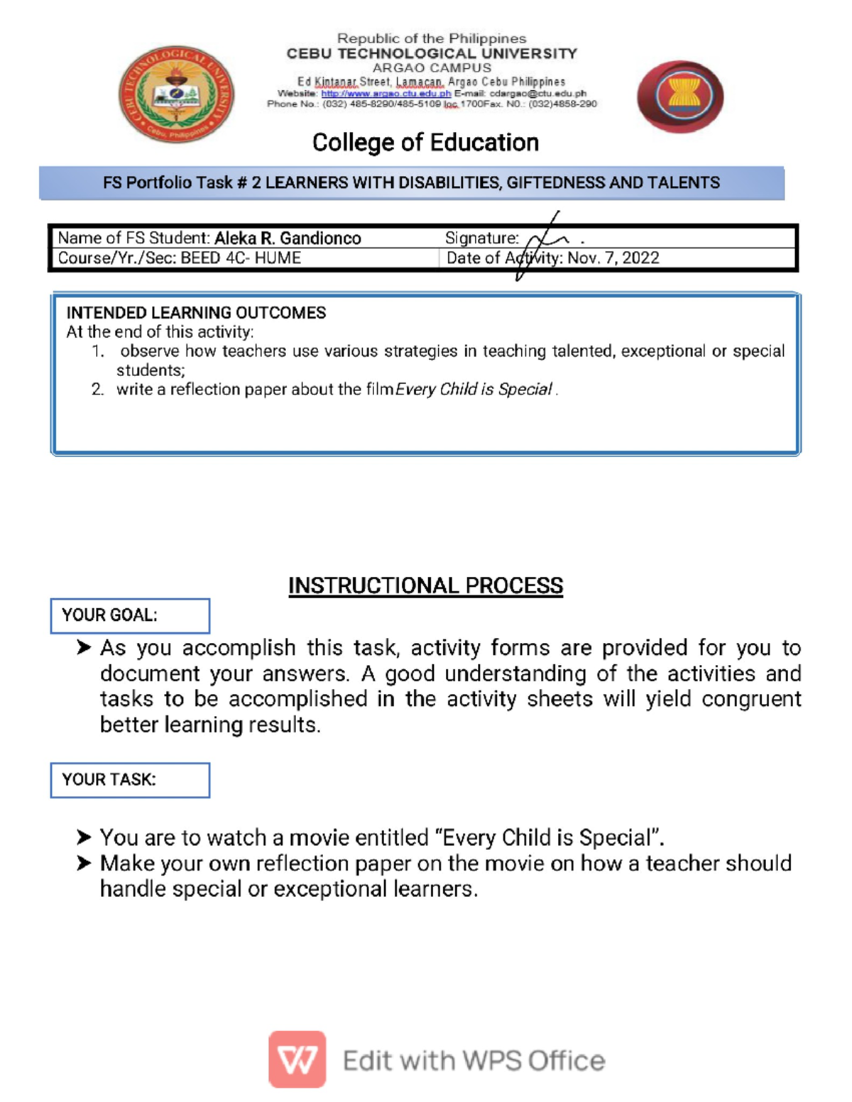Aleka Gandionco - FS Task No. 2 - BSEd-Mathematics - Studocu