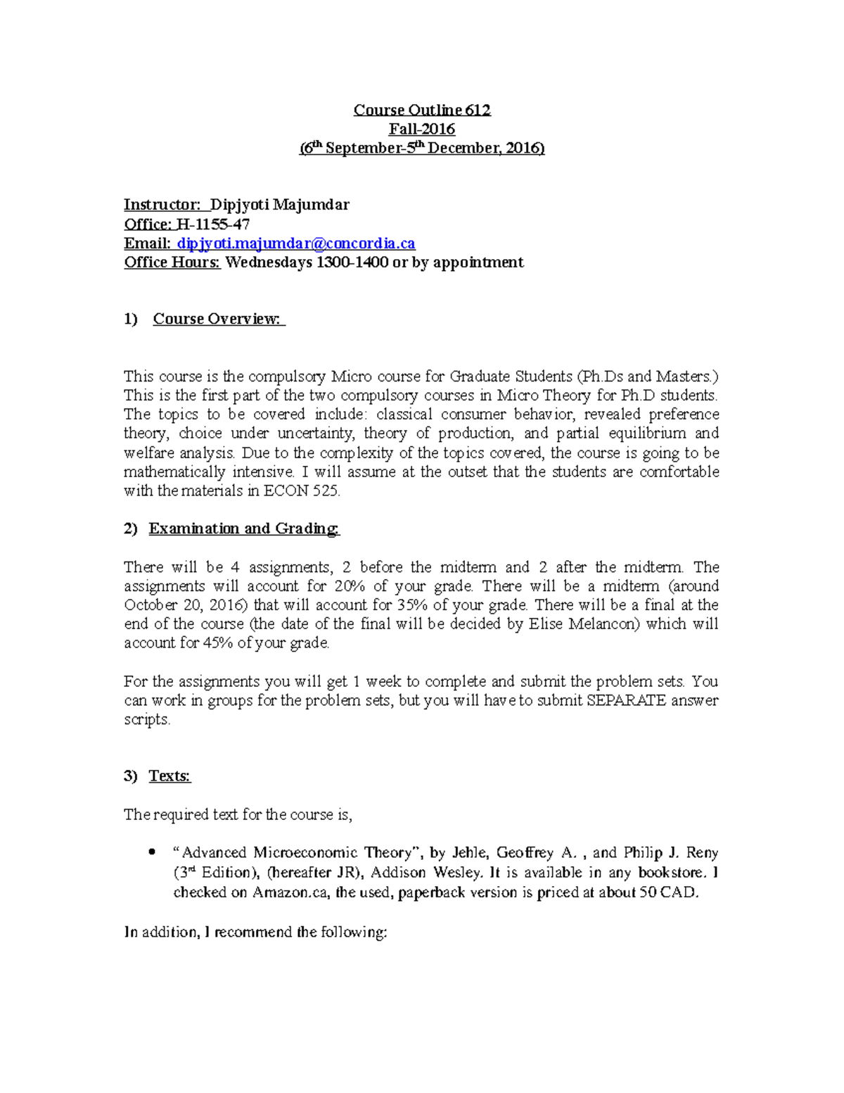 Course Outline 612 - Course Outline 612 Fall-2016 (6th September-5th ...