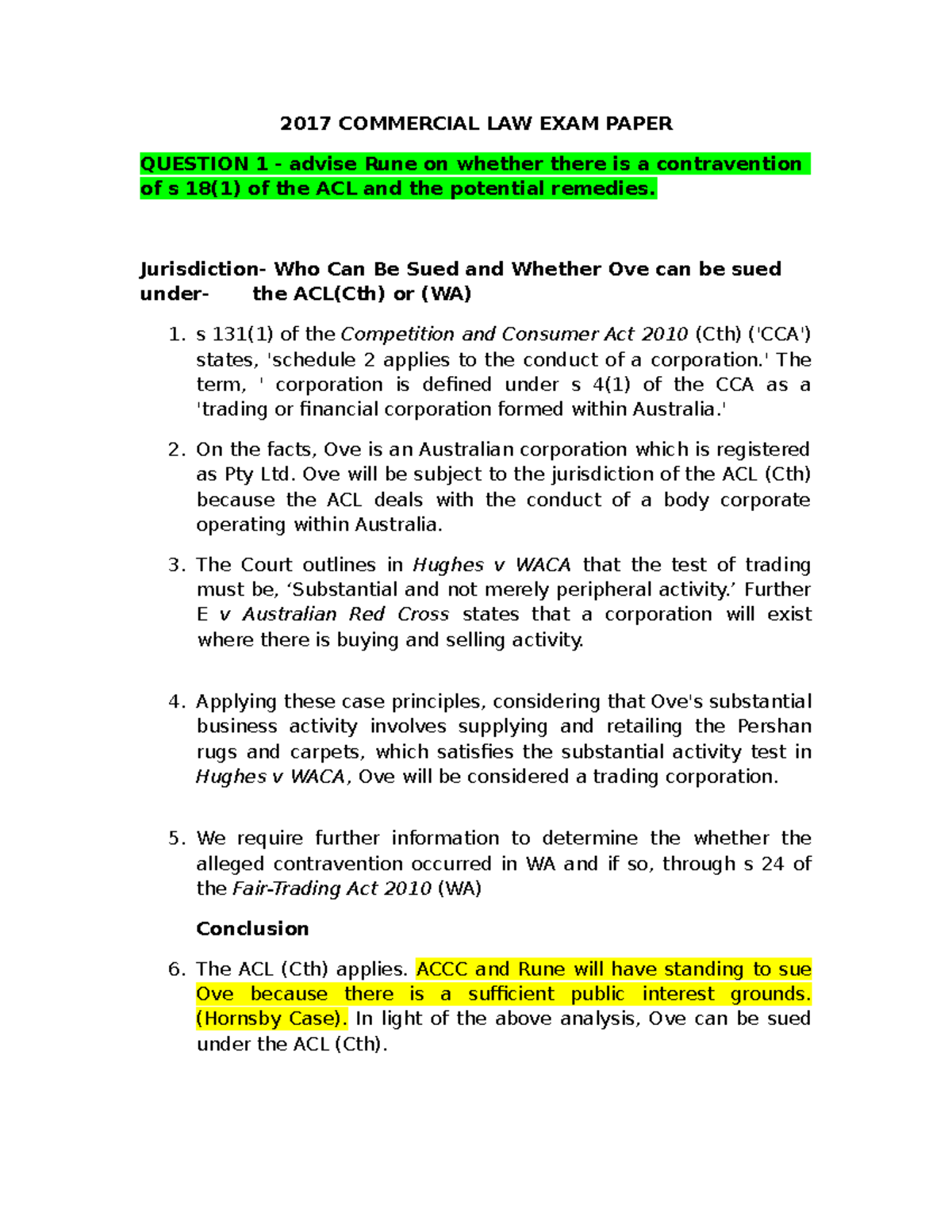 Exam 3 June 2017, questions and answers - 2017 COMMERCIAL LAW EXAM ...