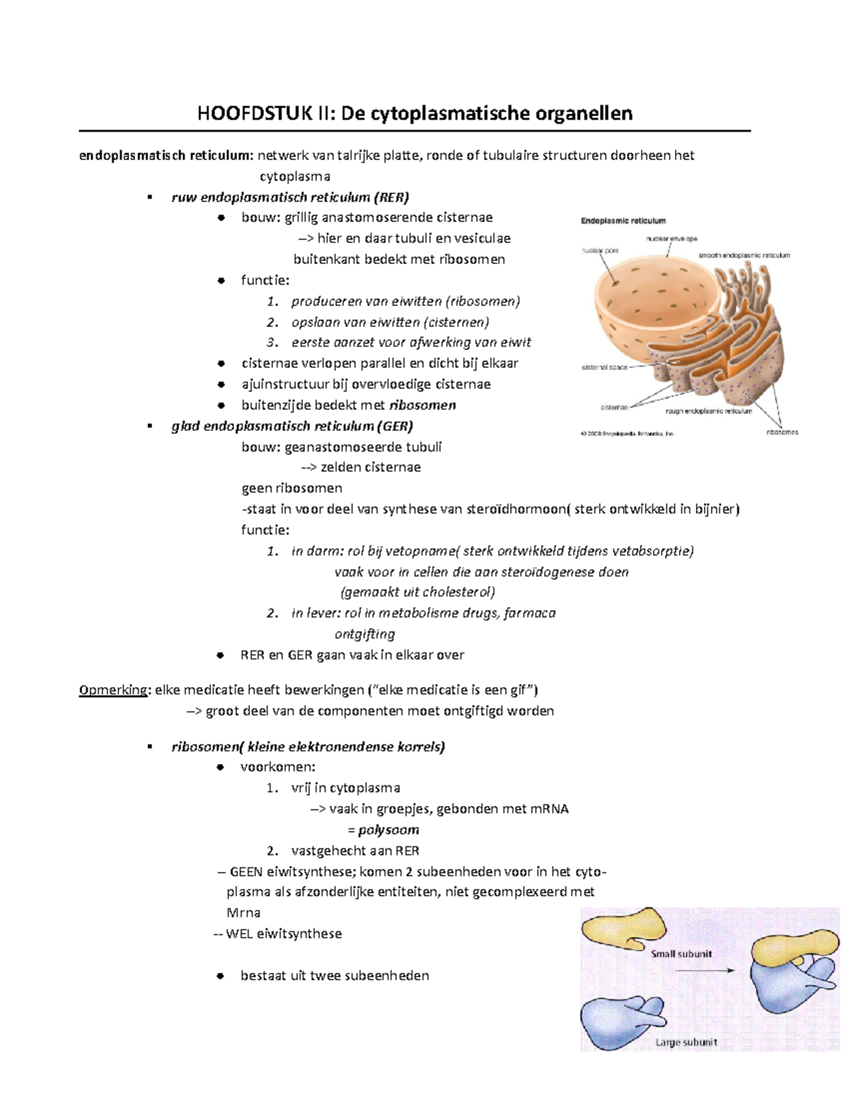 Cytologie: De cytoplasmatische organellen - Cytologie en histologie ...