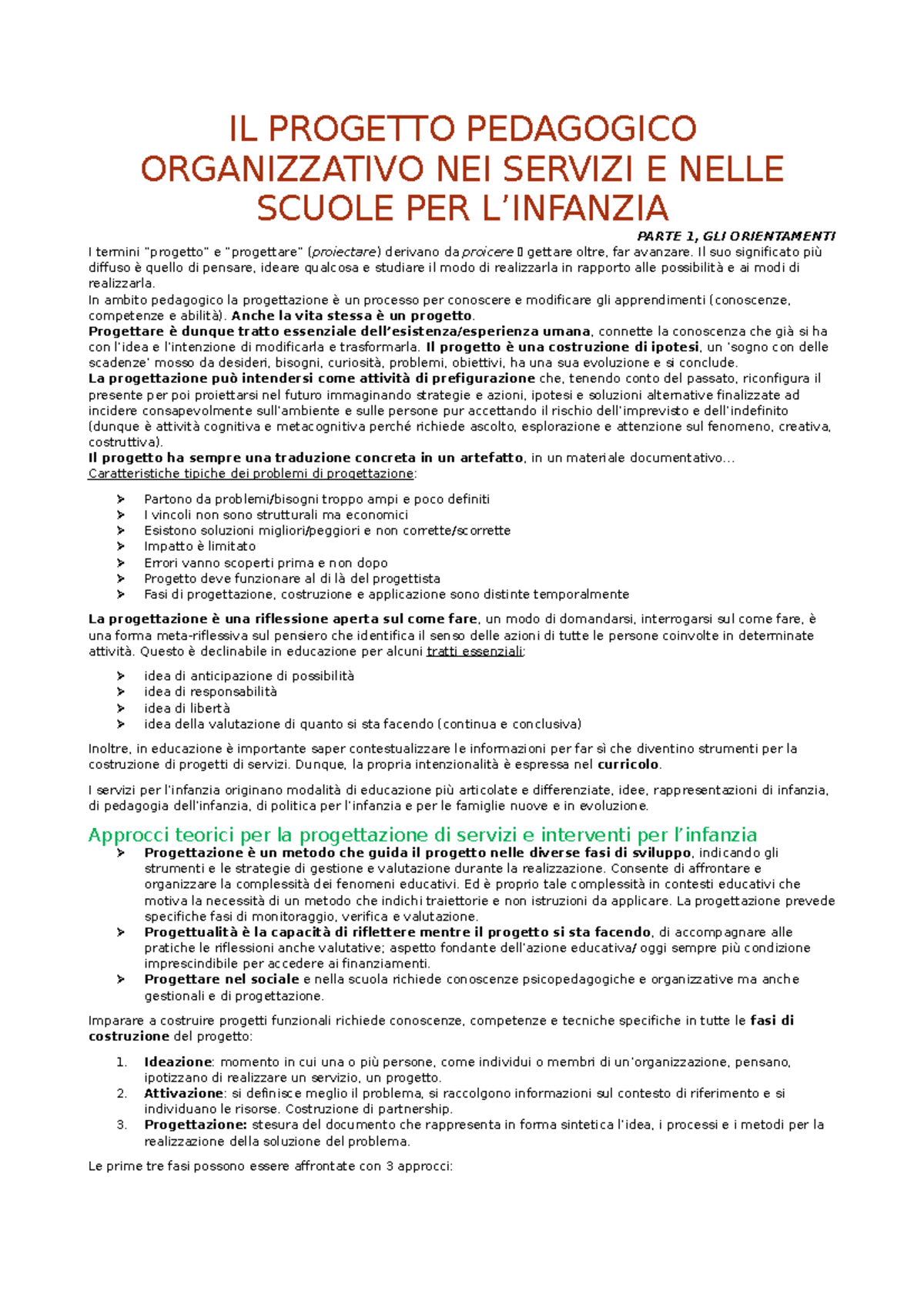 Il progetto pedagogico organizzativo - IL PROGETTO PEDAGOGICO ...