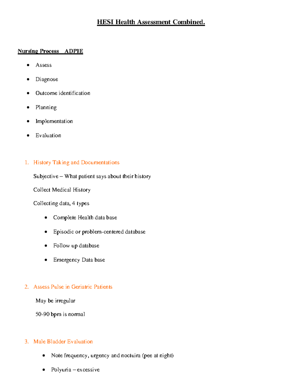 Hesi health assessment combined - HSC 489 - SFA - Studocu
