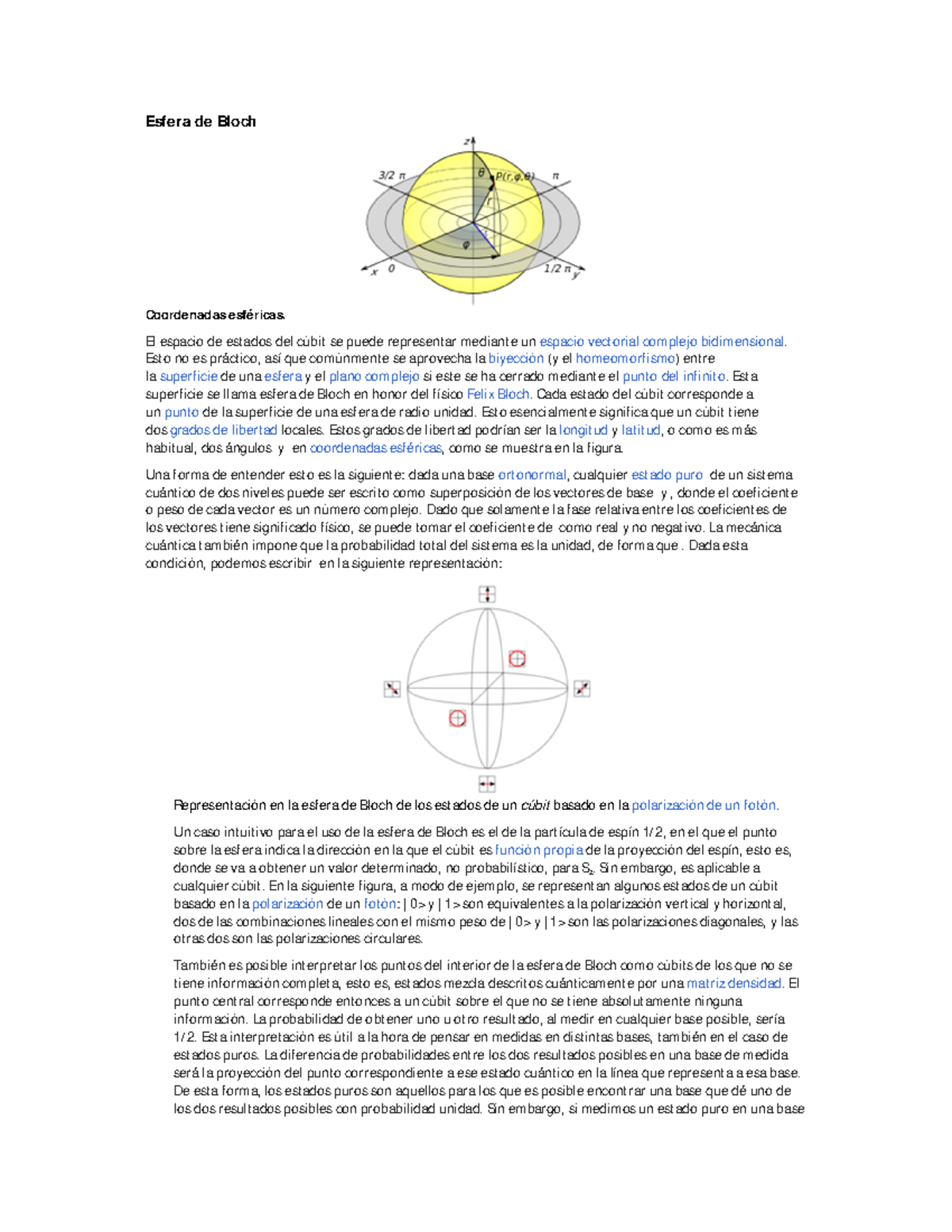 Esfera de Bloch - Esfera de Bloch Coordenadas esféricas. El espacio de ...