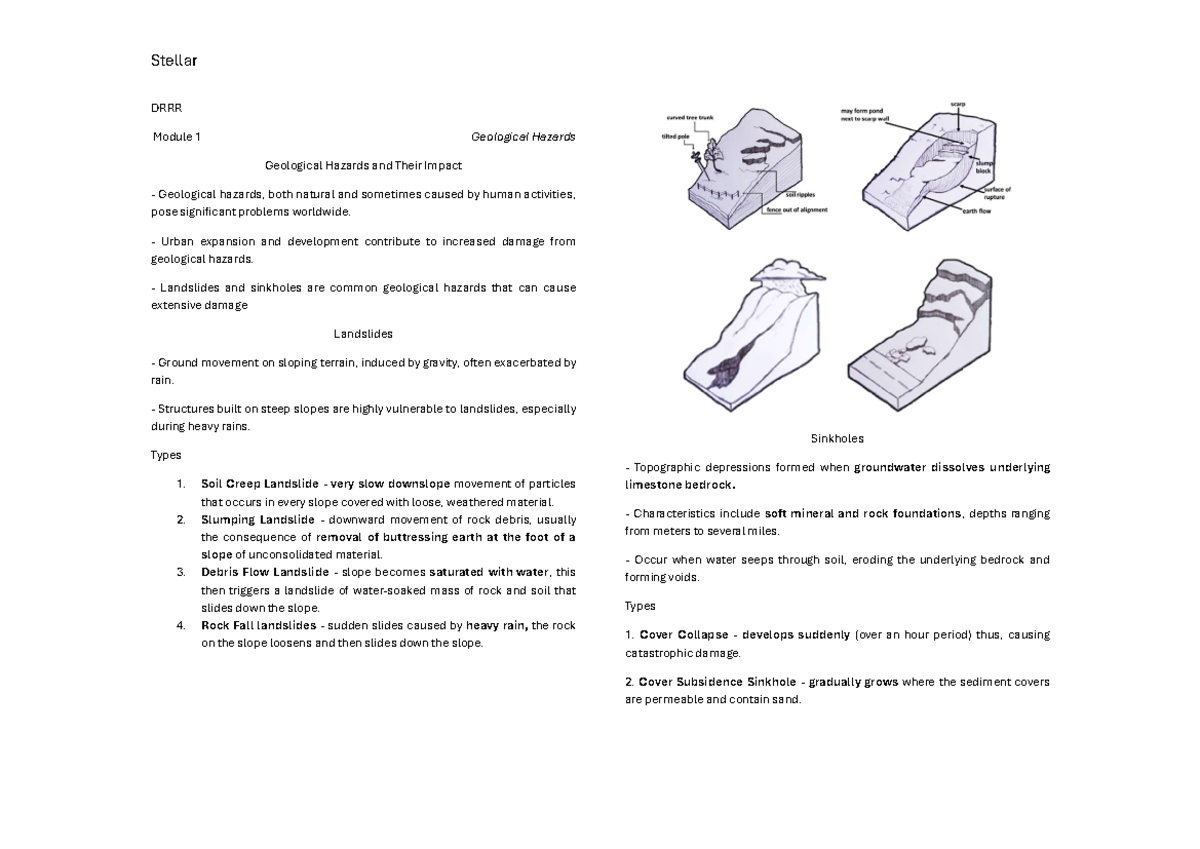 Drrr q4 - drrr - DRRR Module 1 Geological Hazards Geological Hazards ...