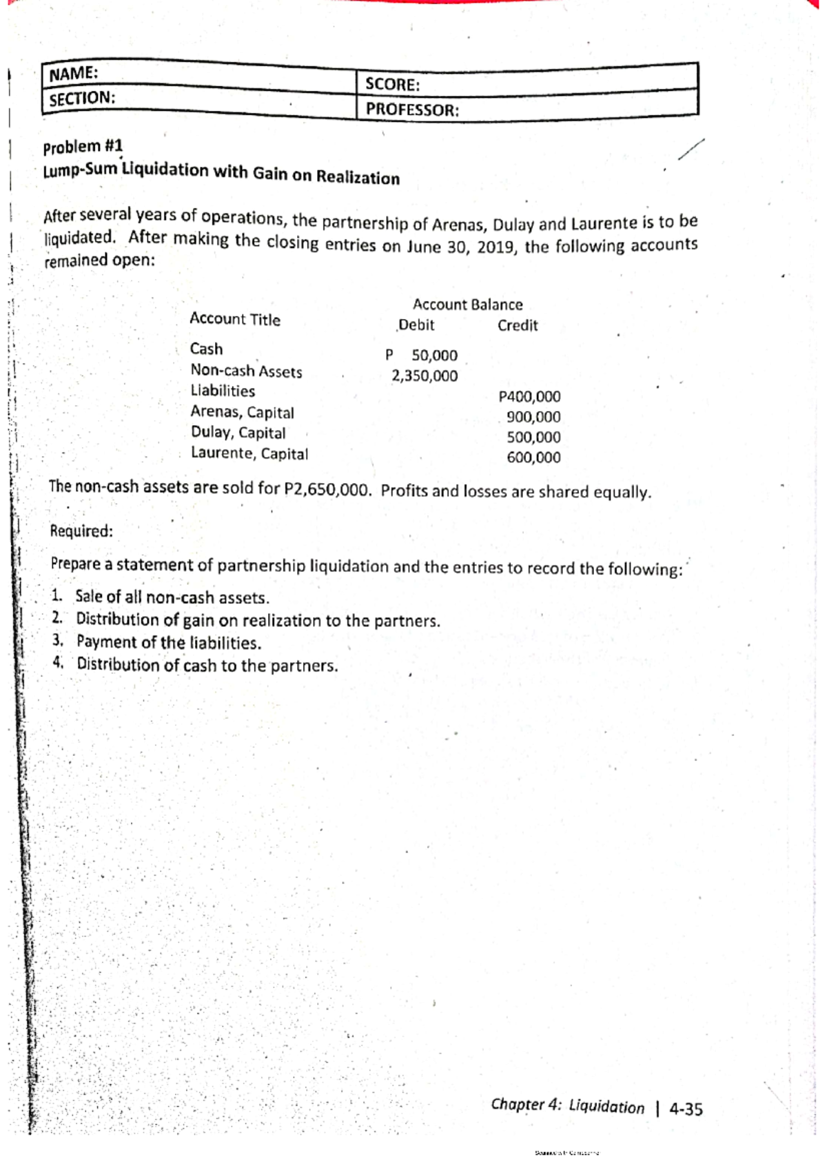 accounting for partnerships: liquidation - BS accountancy - Studocu