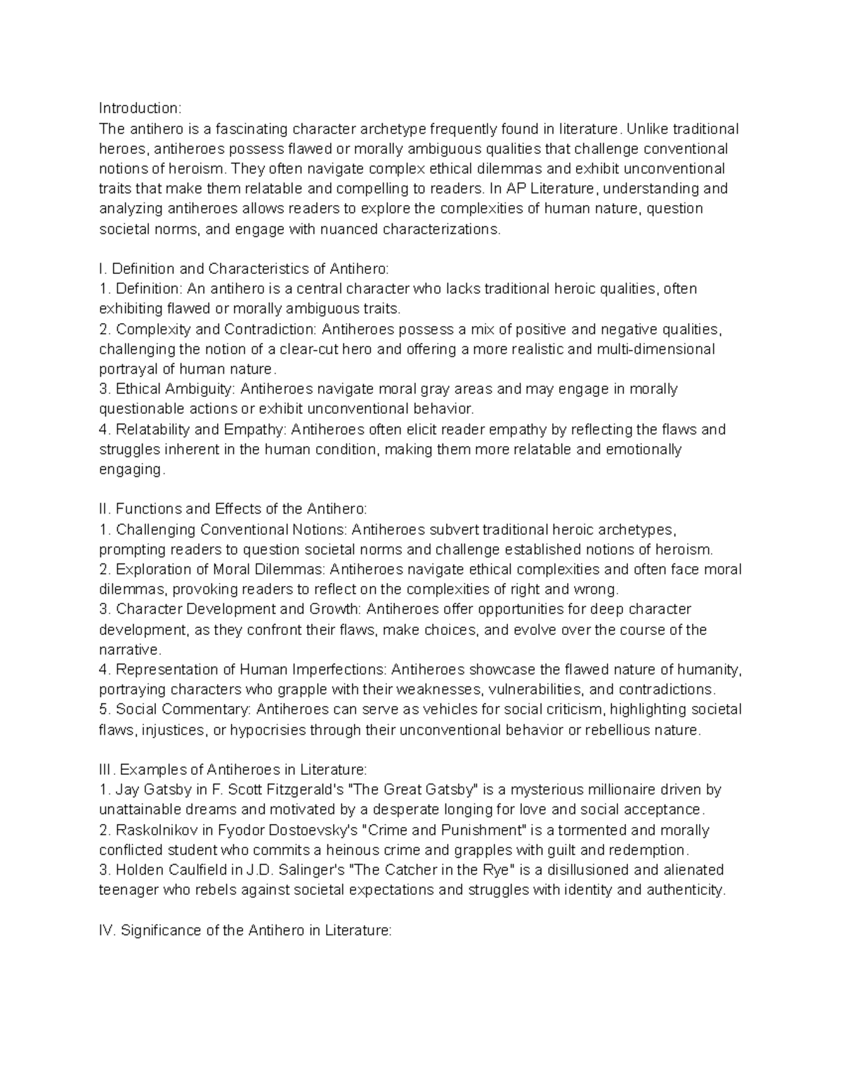 Antihero in AP Literature - Introduction: The antihero is a fascinating ...