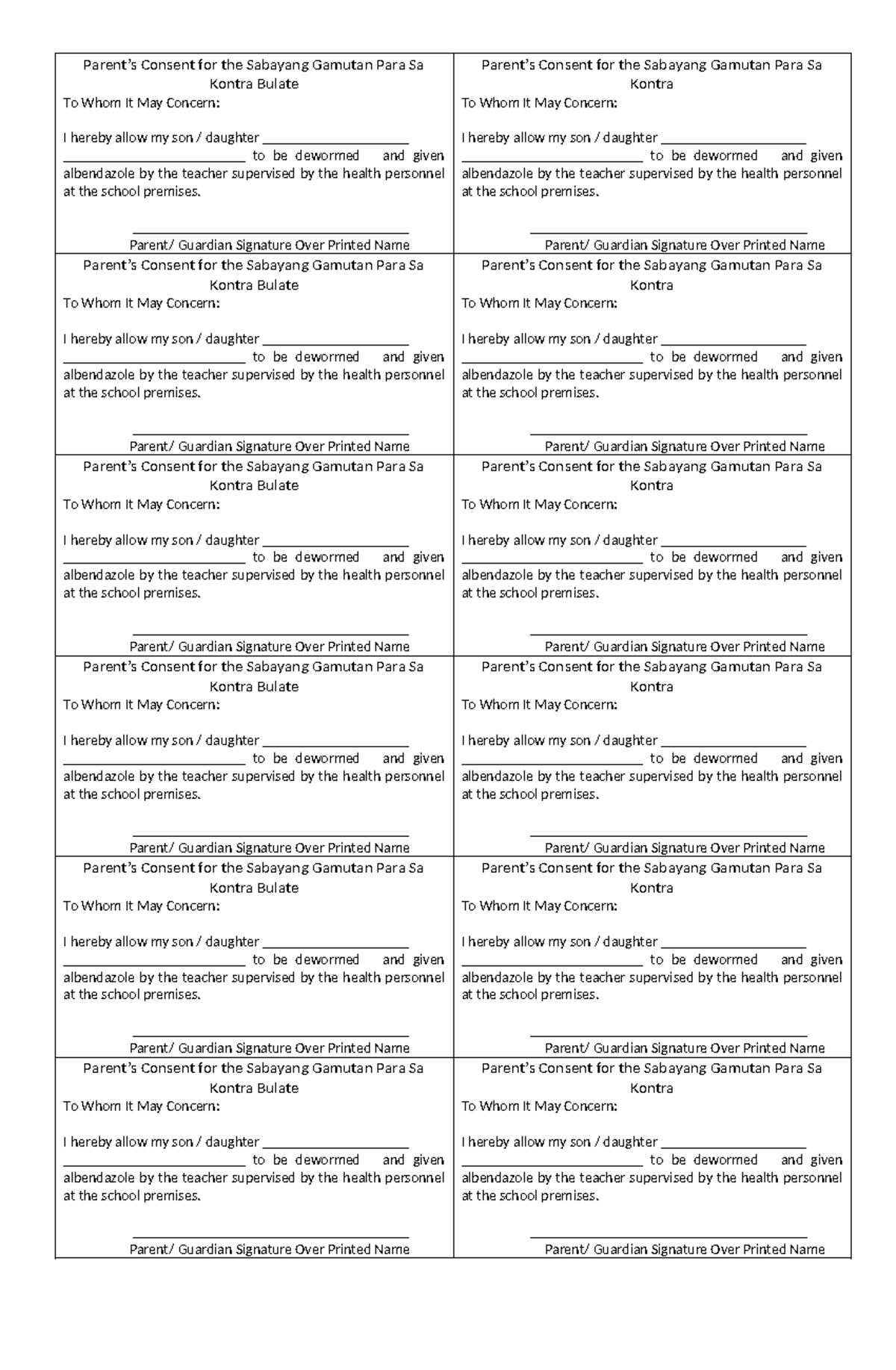 IHCP -Deworming-Permit New - Parent’s Consent for the Sabayang Gamutan ...