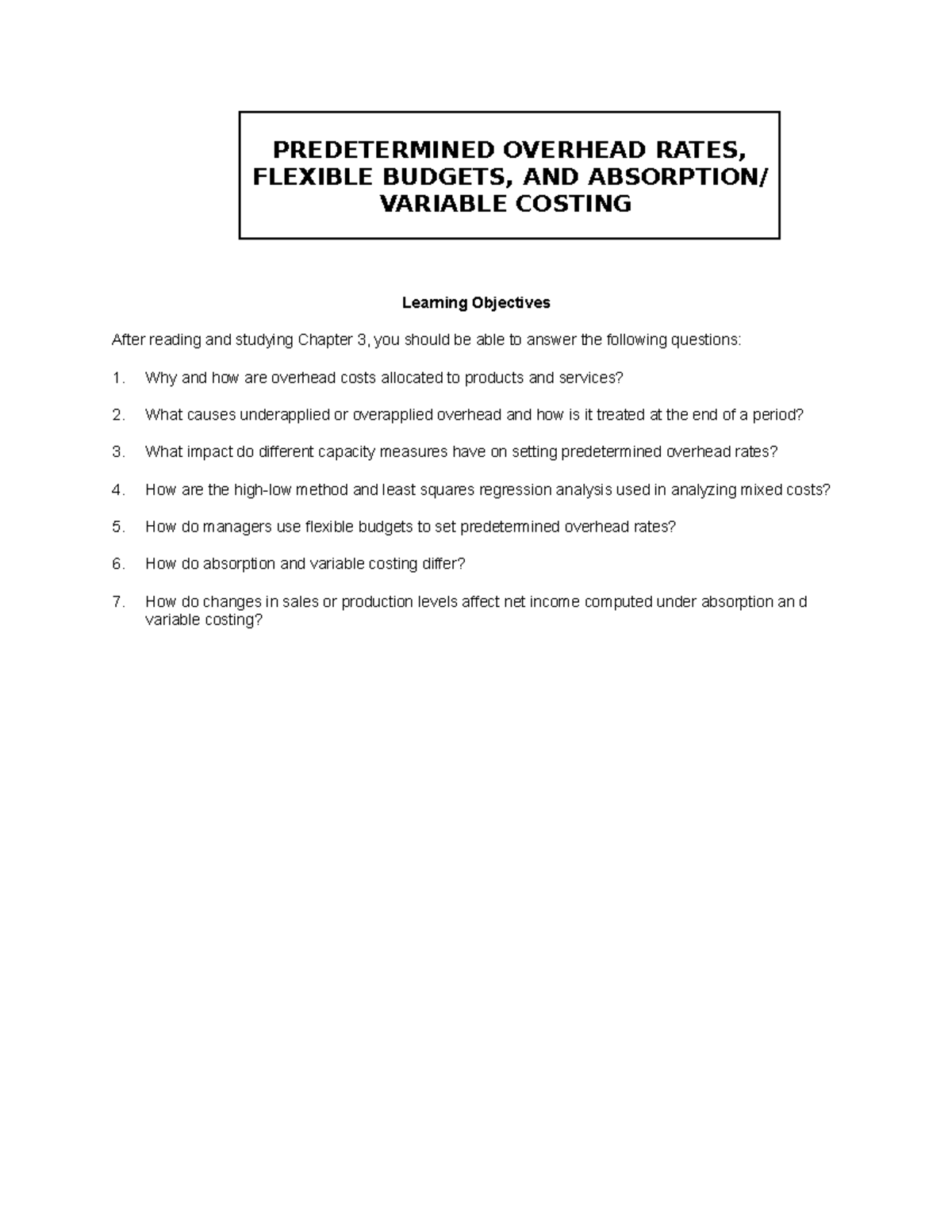 Predetermined Overhead Rates - Learning Objectives After reading and ...