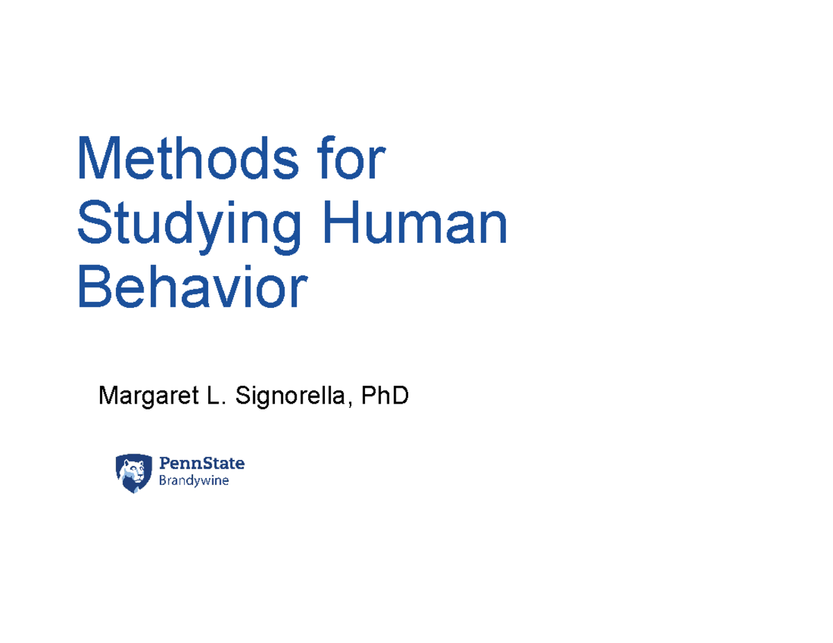 Methods for Studying Human Behavior - Methods for Studying Human ...