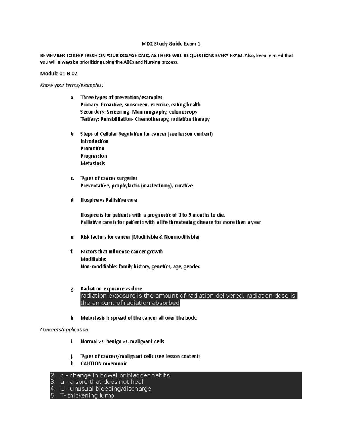 MD2 Study Guide Exam 1-rev - MD2 Study Guide Exam 1 REMEMBER TO KEEP ...