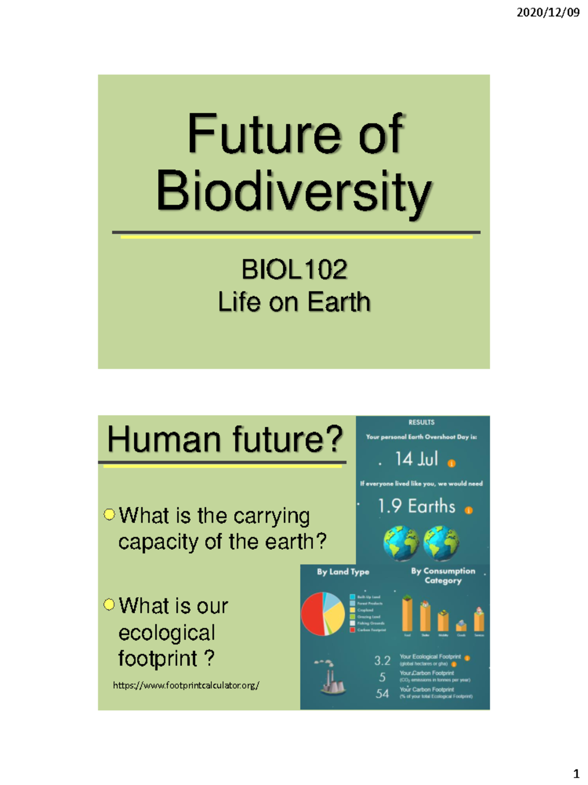 BIOL 102 L7 Future of biodiversity MT - BIOL Life on Earth Future of ...