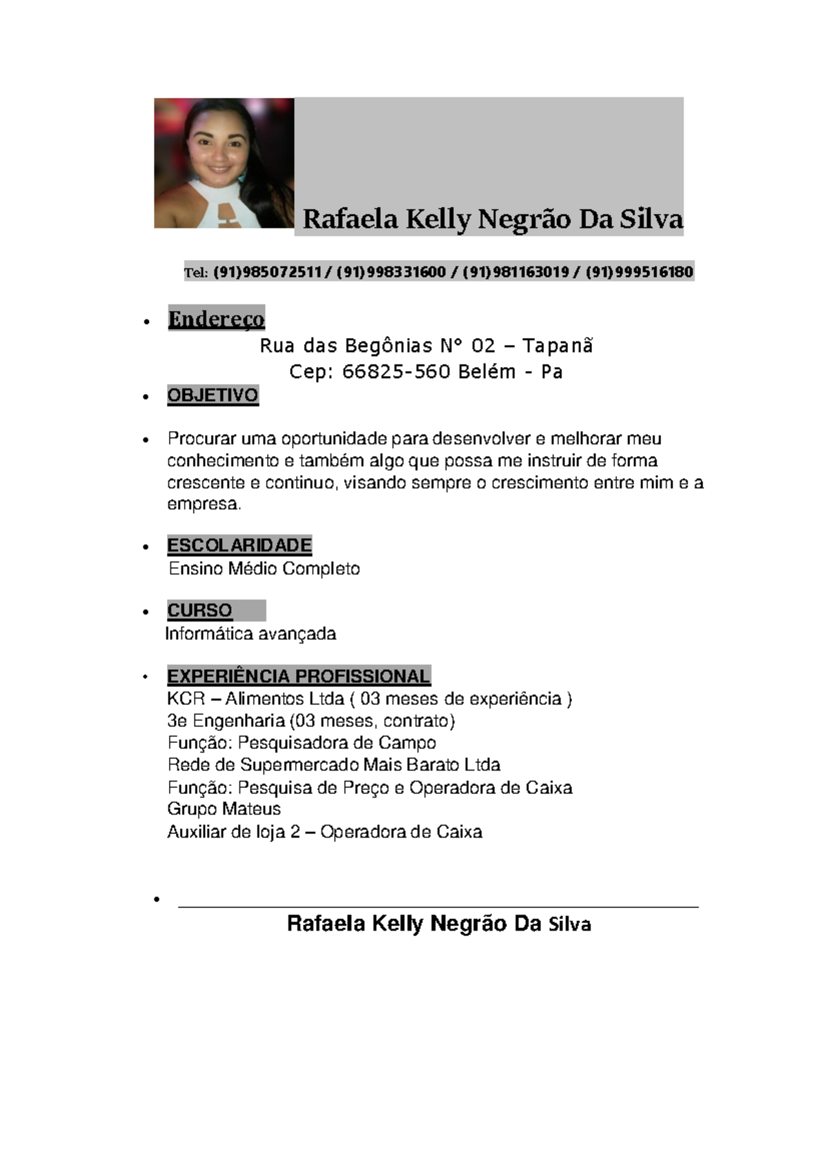 Curriculum Rafaela Negrao 000 - Anatomia Humana - UNAMA - Studocu