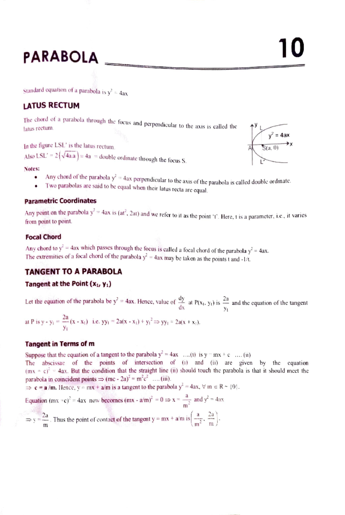 10. Parabola - Mathematics-II - Studocu