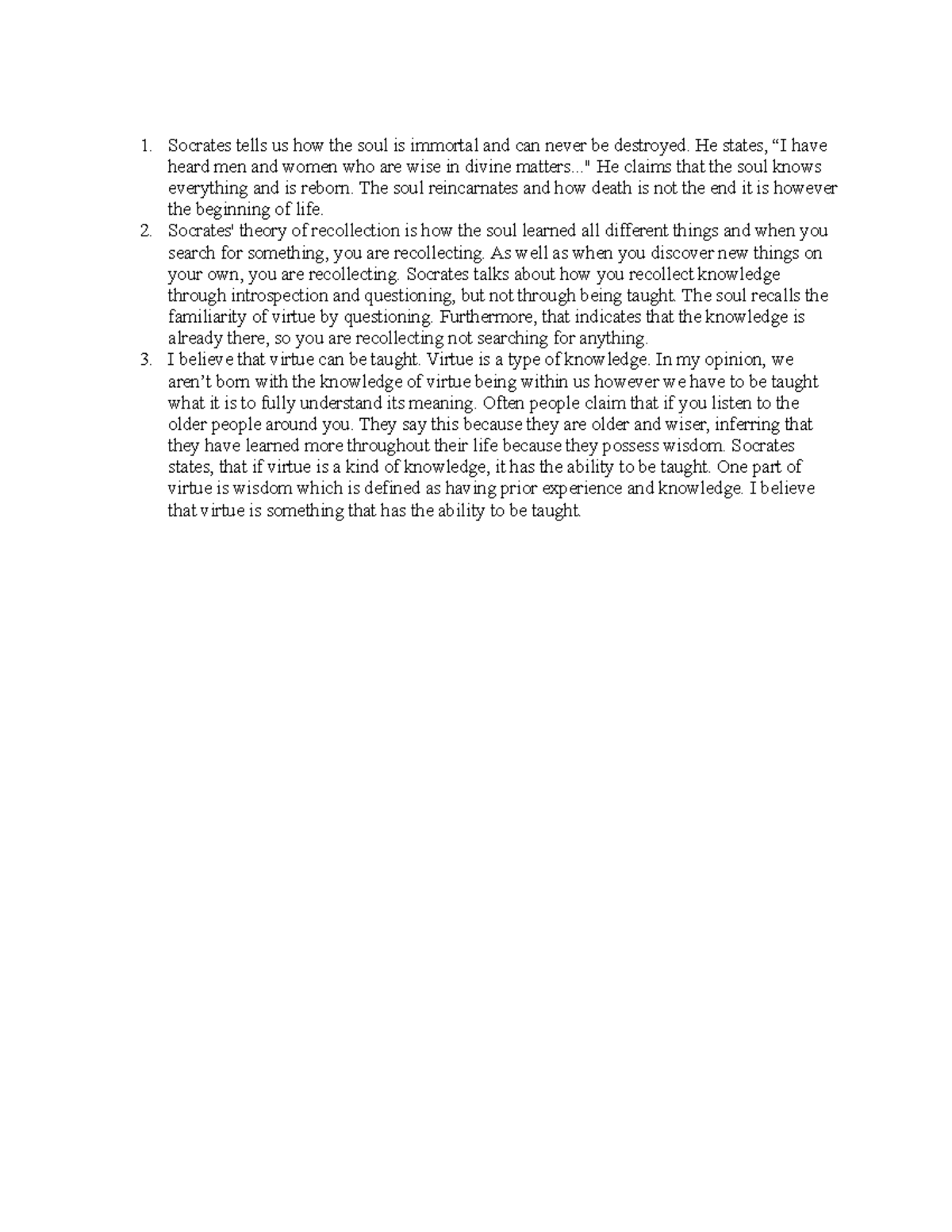 Plato's Meno - Plato's Meno - Socrates tells us how the soul is ...