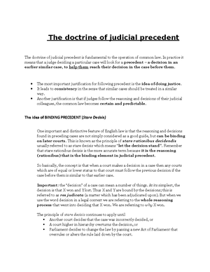 Binding Precedent - Essay Question - Q1) ‘The Practice Statement 1966 ...