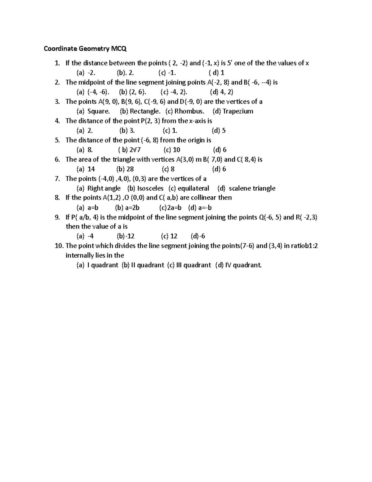 Co ordinate Geometry - Make your maths stronger - Coordinate Geometry ...