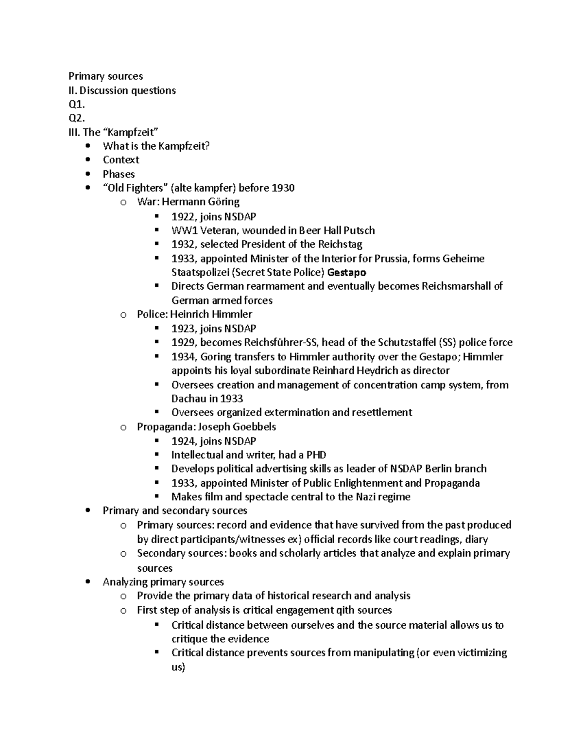 Session 6 Primary sources - Primary sources II. Discussion questions Q1 ...
