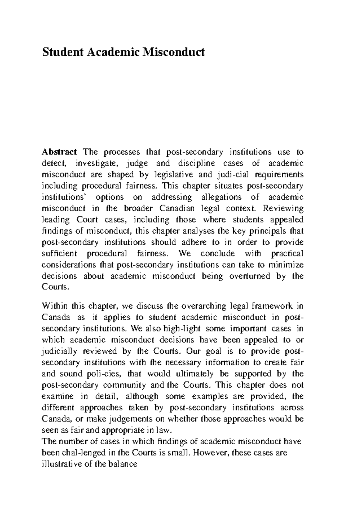 Student Academic Misconduct - Student Academic Misconduct Abstract The ...