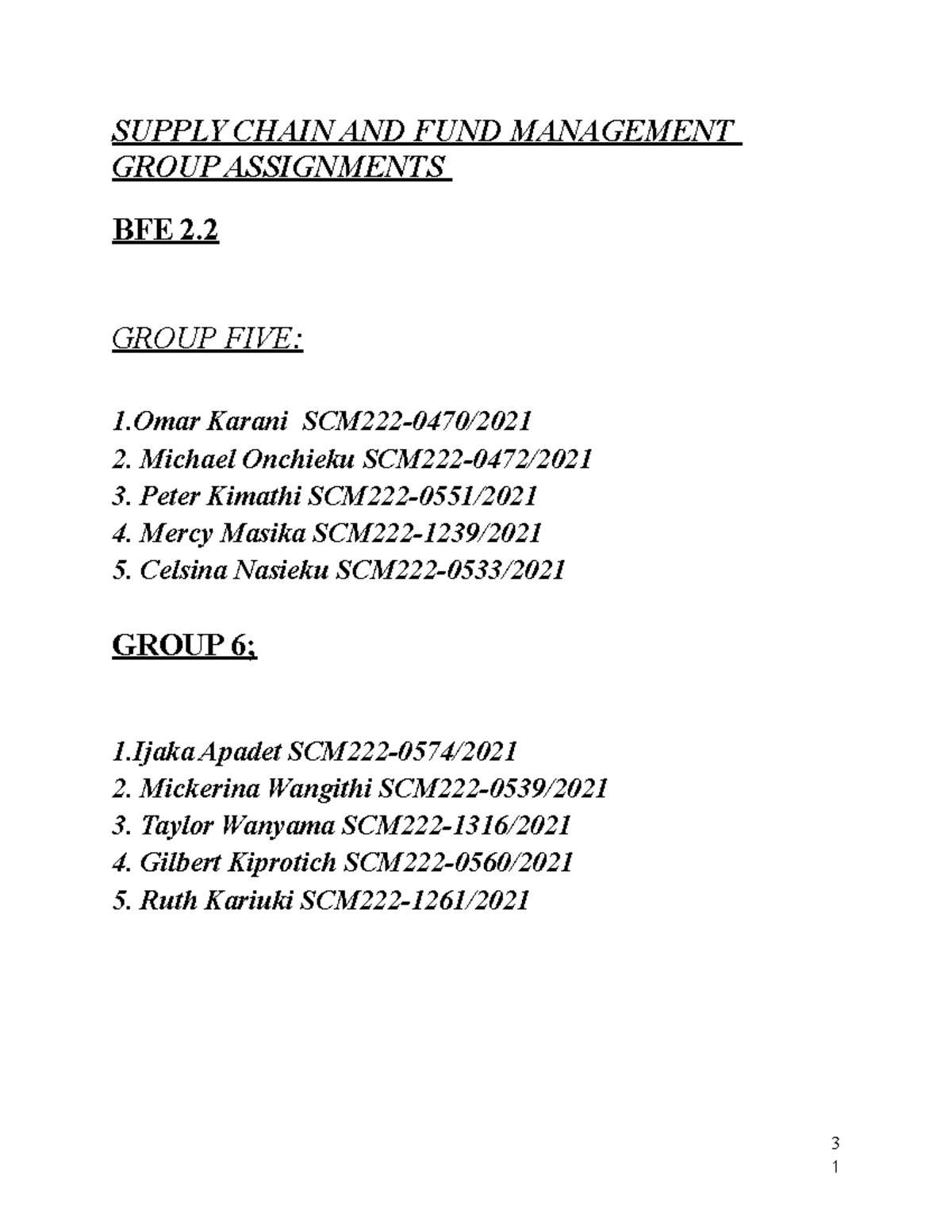 Supply Chain AND FUND Management Group Assignments - SUPPLY CHAIN AND ...