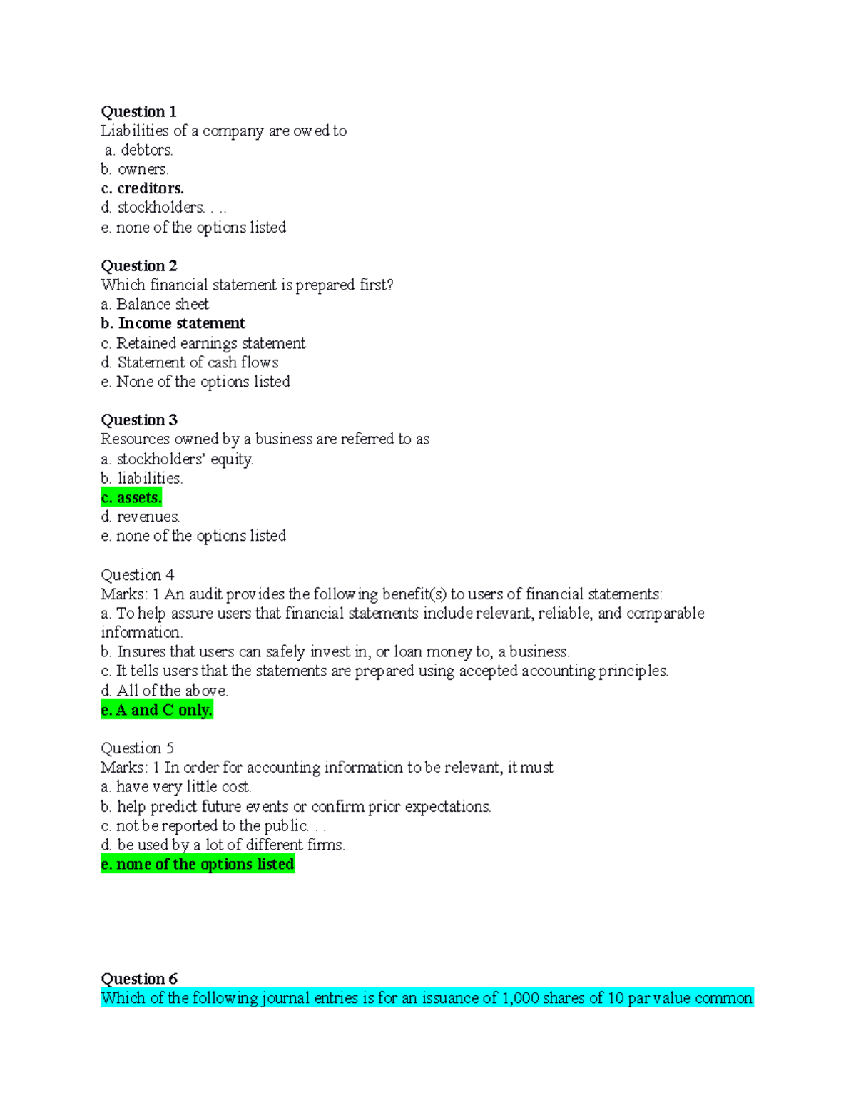Financial MGT fixed - Exam preparation - Question 1 Liabilities of a company are owed to a ...