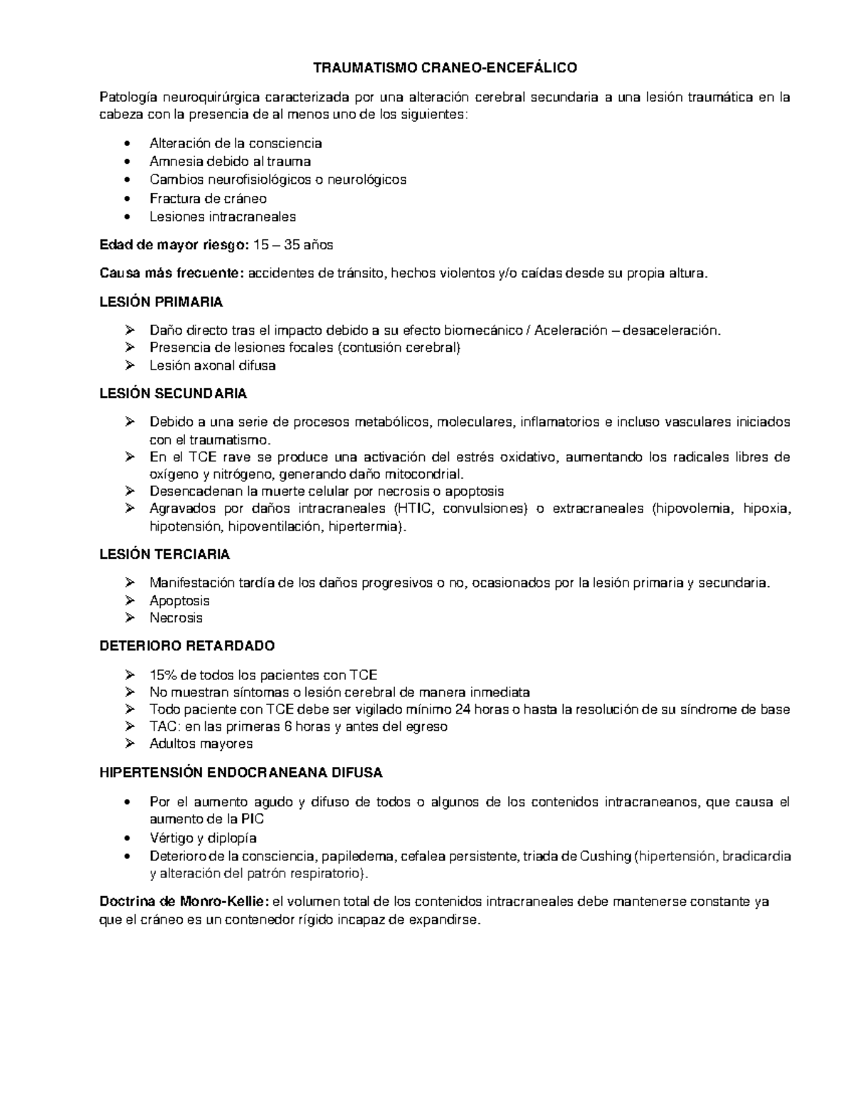 TCE Clemps - Manejo en urgencias del TCE - TRAUMATISMO CRANEO ...