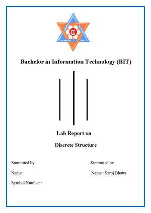 C programming lab report - Bachelor of Information Technology Lab Report on Introduction to ...