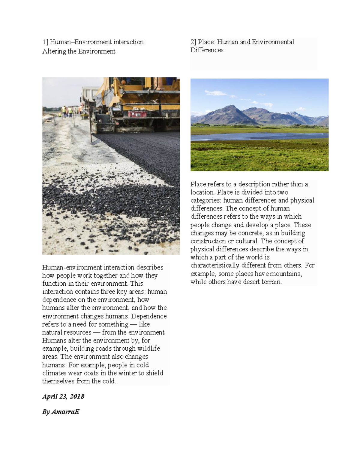 1 - bsn - 1] Human–Environment interaction: Altering the Environment ...