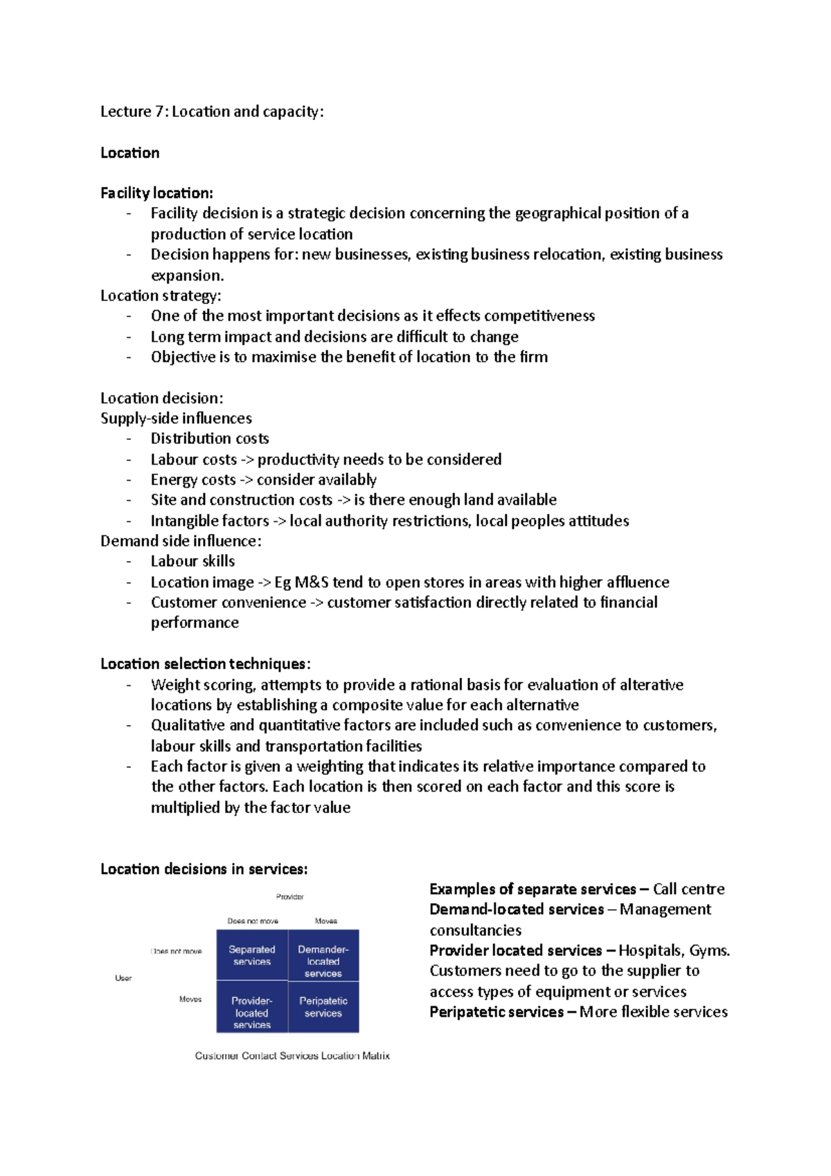 Lecture 7 Location and capacity - Lecture 7: Location and capacity ...