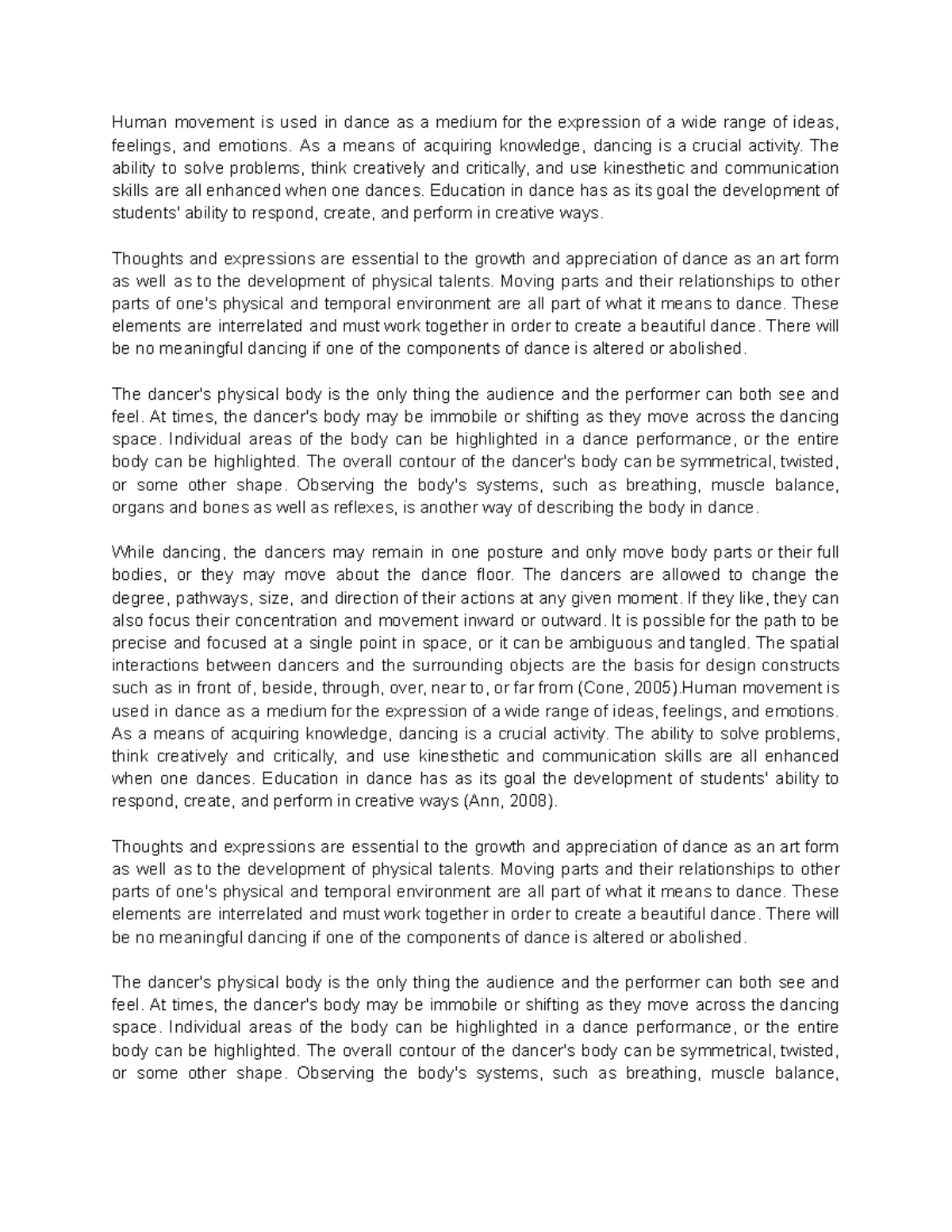 Elements of Dance - Copy - Human movement is used in dance as a medium ...