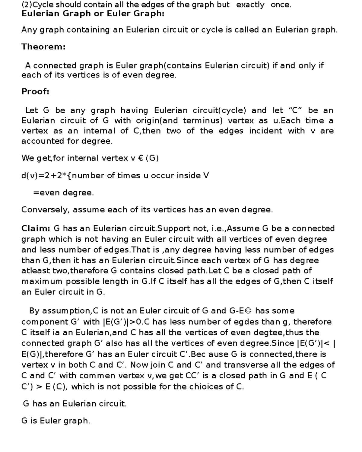 Applied Mathematics (13) - (2)Cycle should contain all the edges of the ...